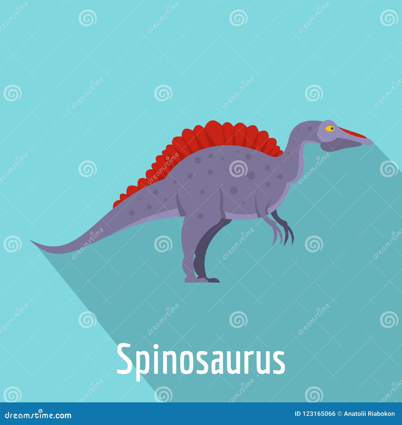 Spinosaurus Icon, Flat Style. Stock Illustration - Illustration of ...