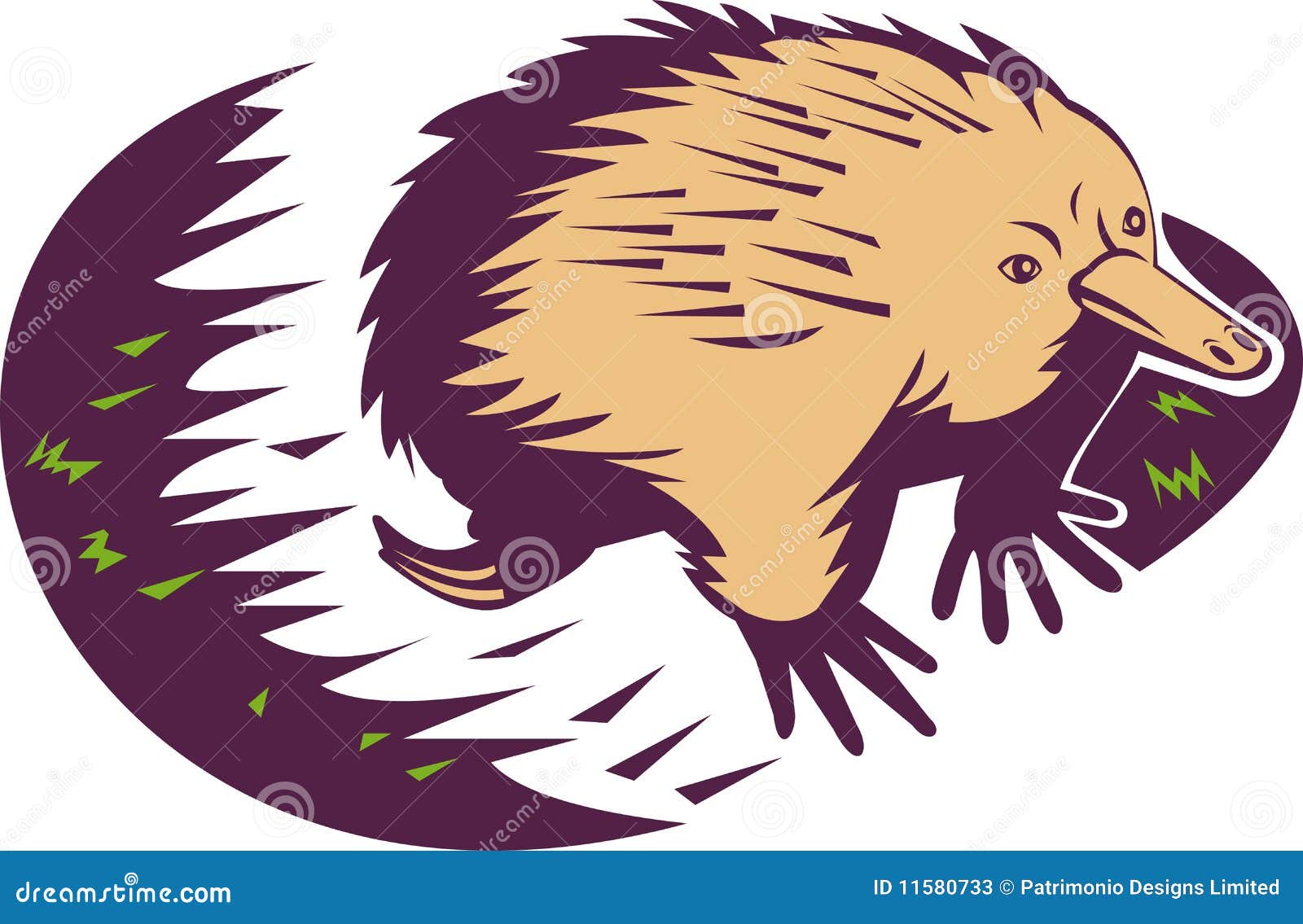 Echidna Or Spiny Anteater Side View Continuous Line Drawing Cartoon ...