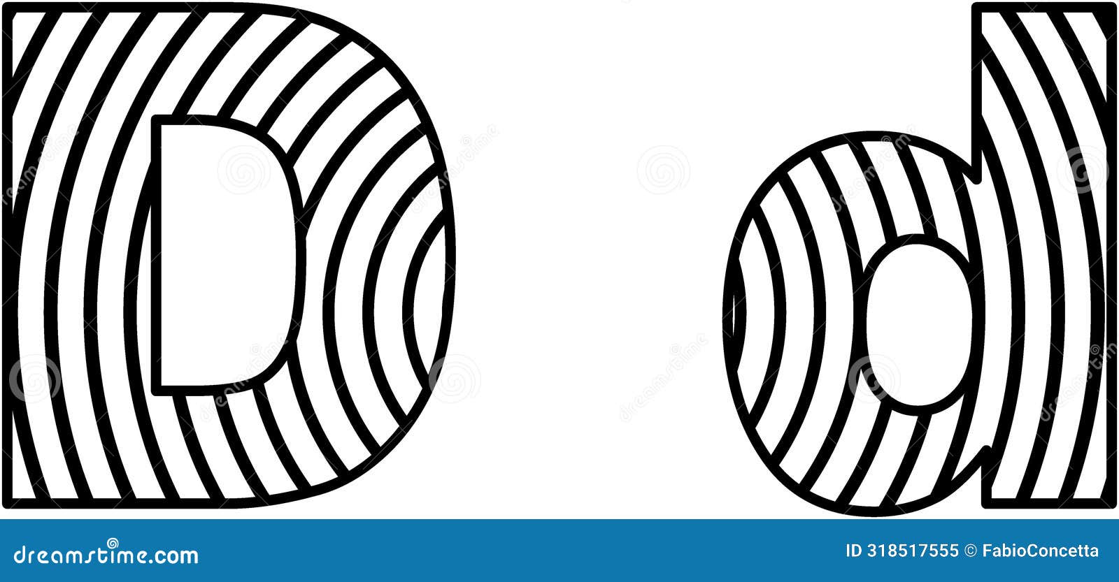 Capital Letter D Italic Typographic Spiral Effect Font Stock Vector ...