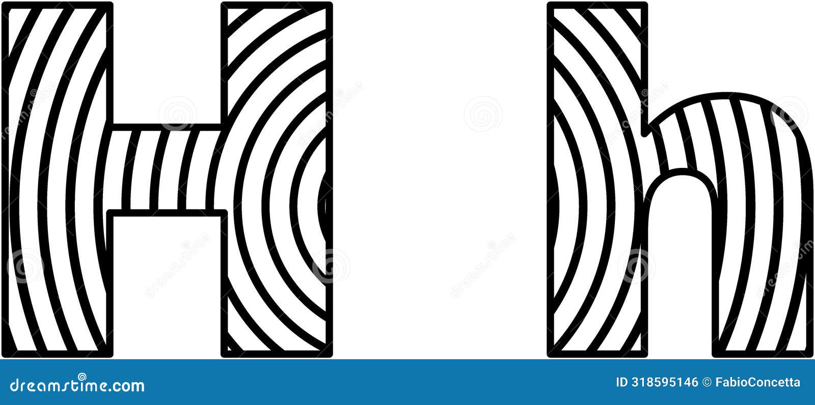 Font Letter H Uppercase Italic Typographic Spiral Effect Stock Vector ...