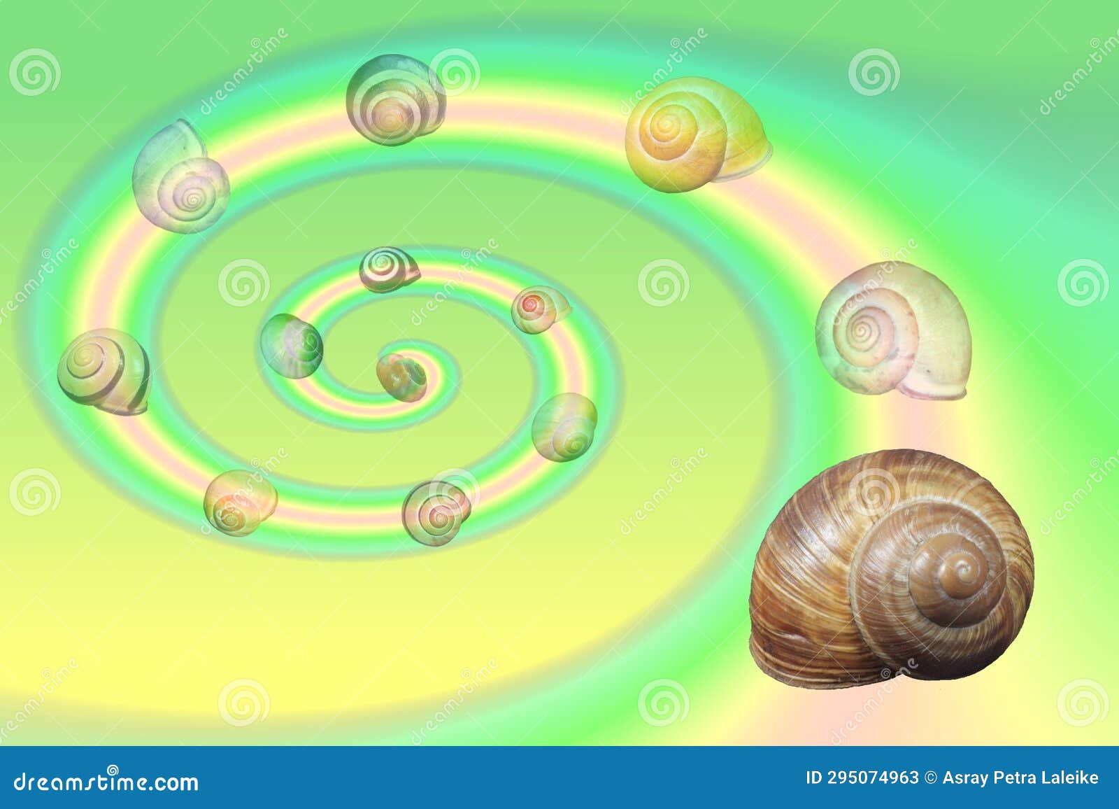 A Spiral Arrangement of Several Identical, Shrinking Objects Stock ...