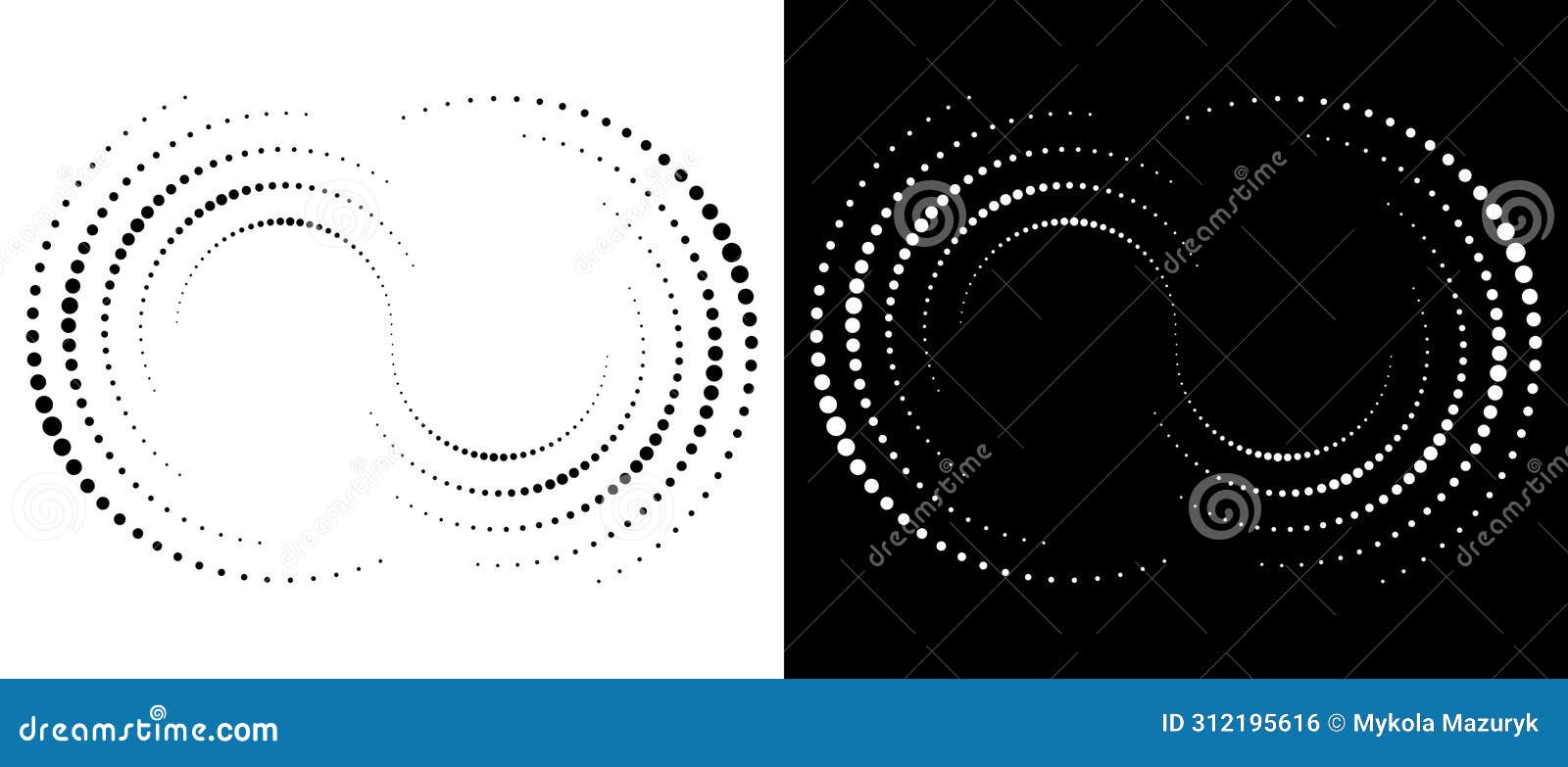Spiral As Halftone Dotted Abstract Infinity Symbol. Black Shape on a ...