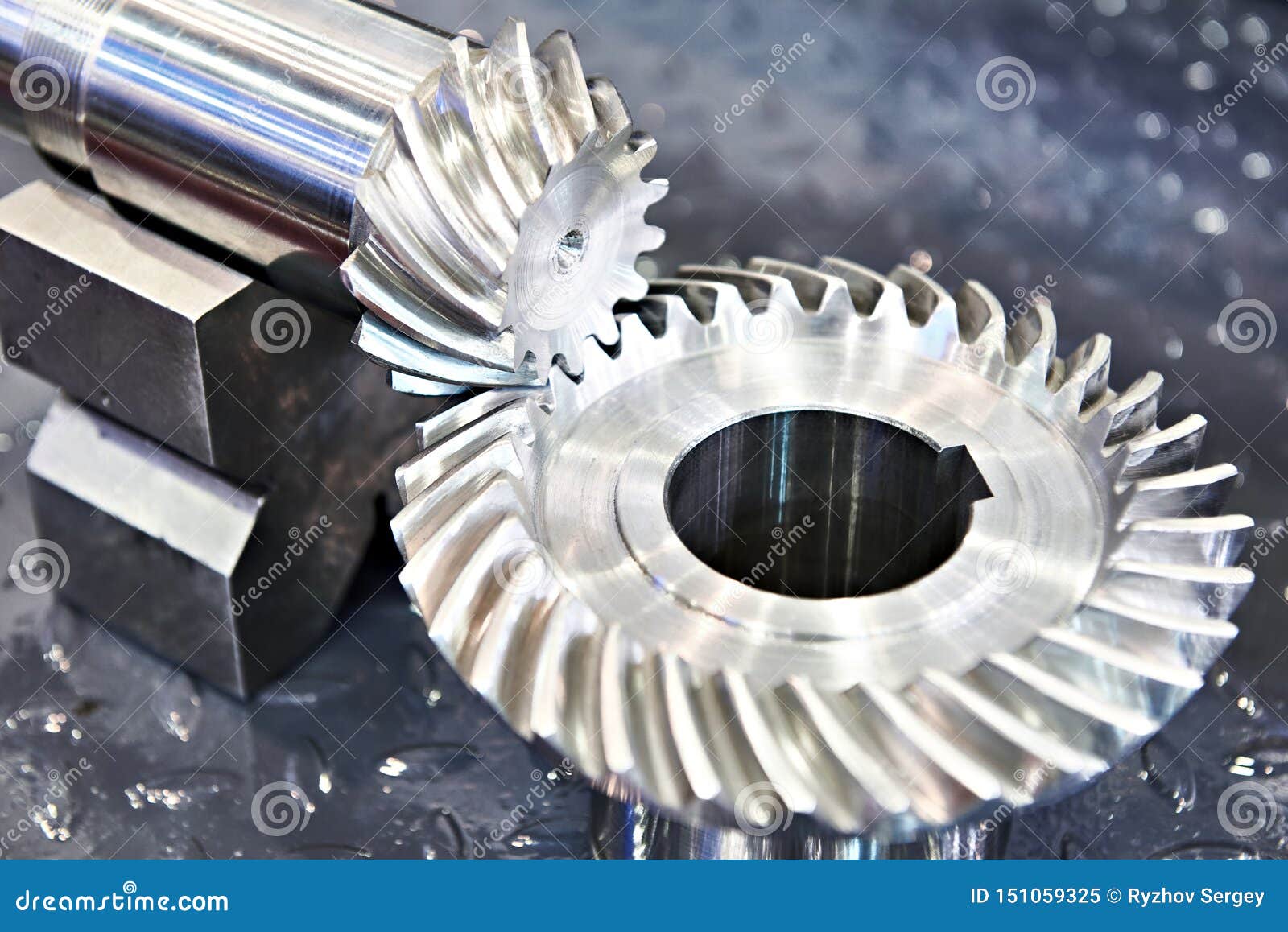 Spiral bevel gear stock image. Image of gearbox, equipment - 151059325