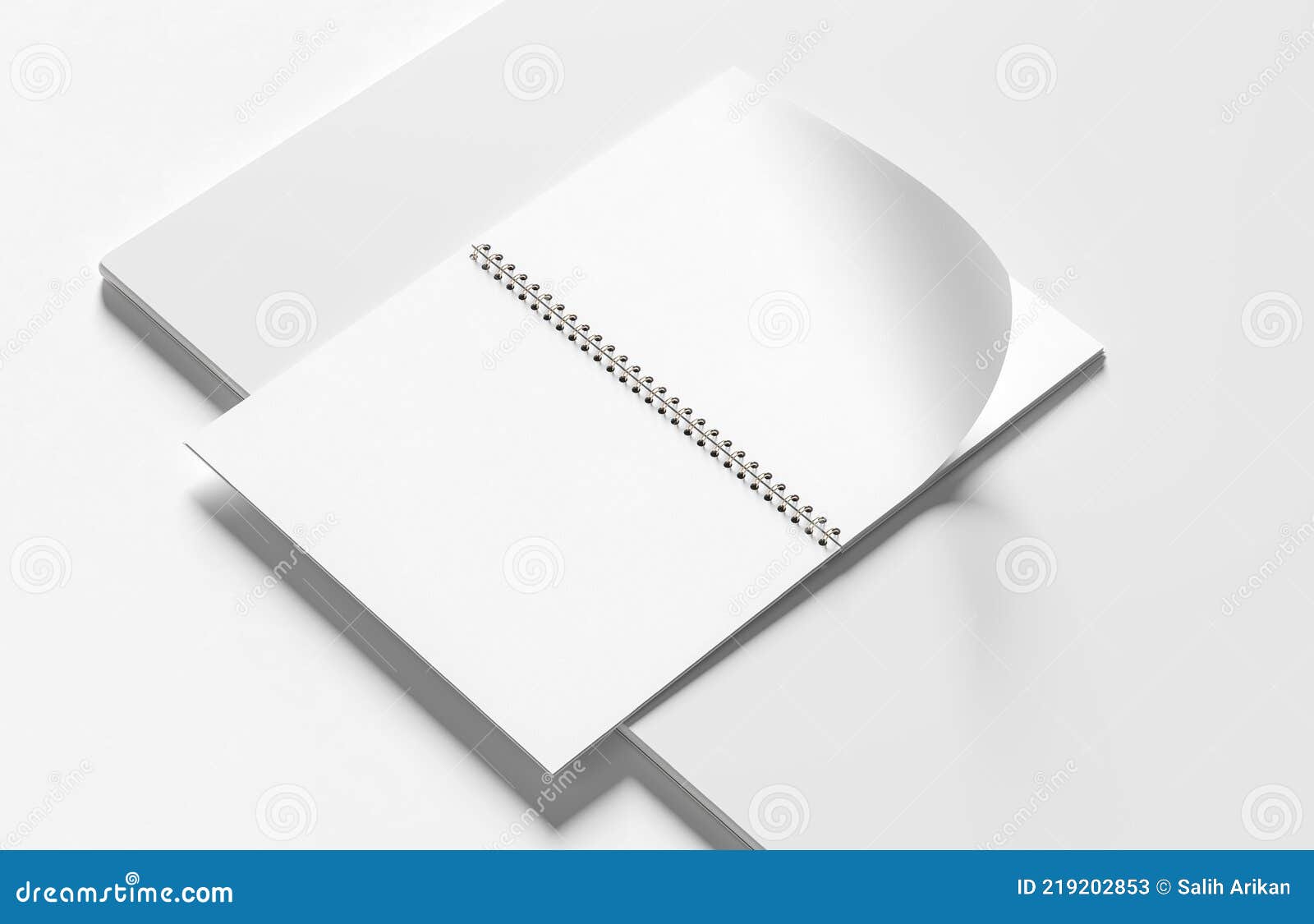 Spiral Binder Notebook Mock Up Isolated on Modern White Background. 3D ...