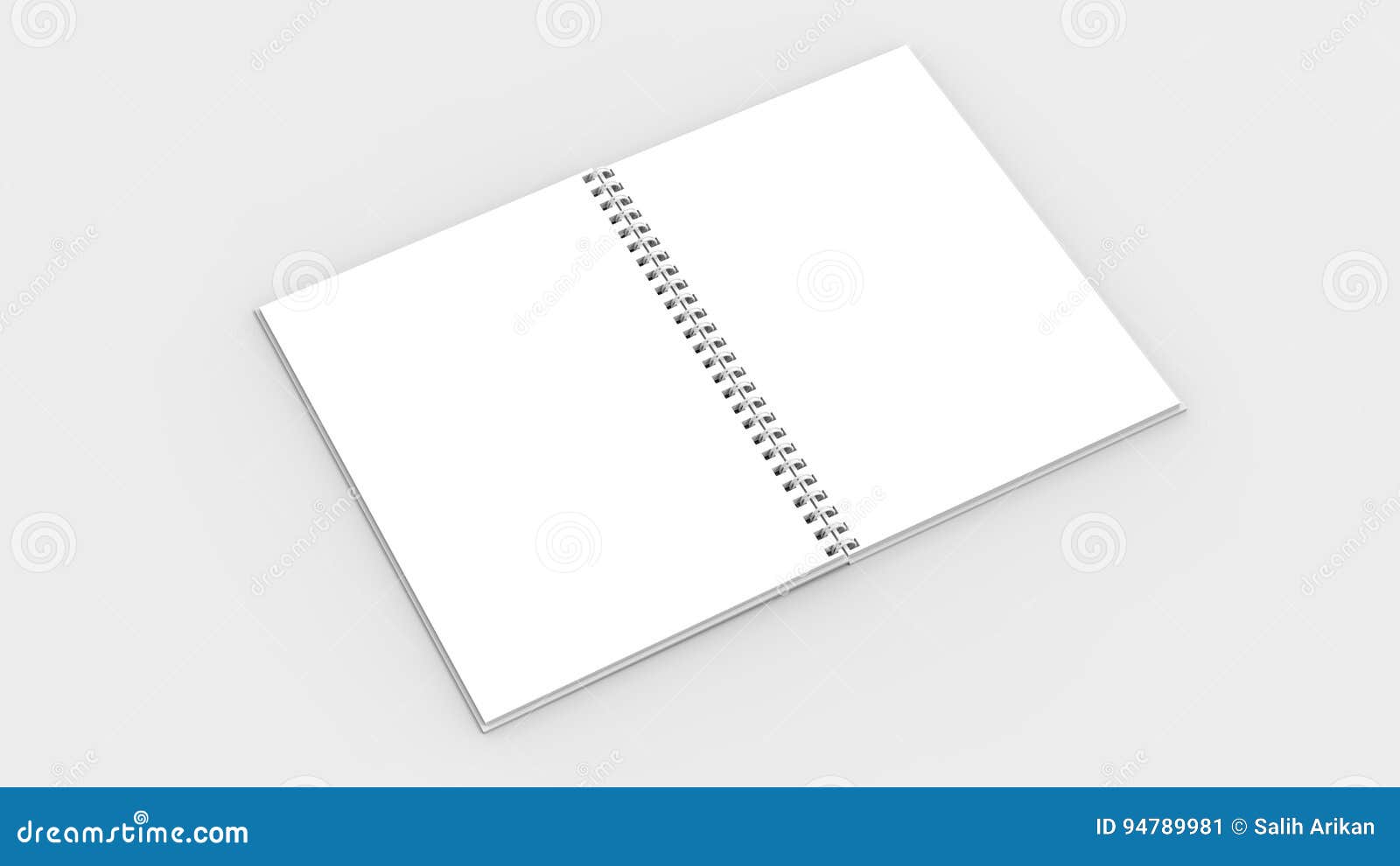 Notebook Mock Up. Open Book, Diary With Metal Spiral Template. Isolated ...