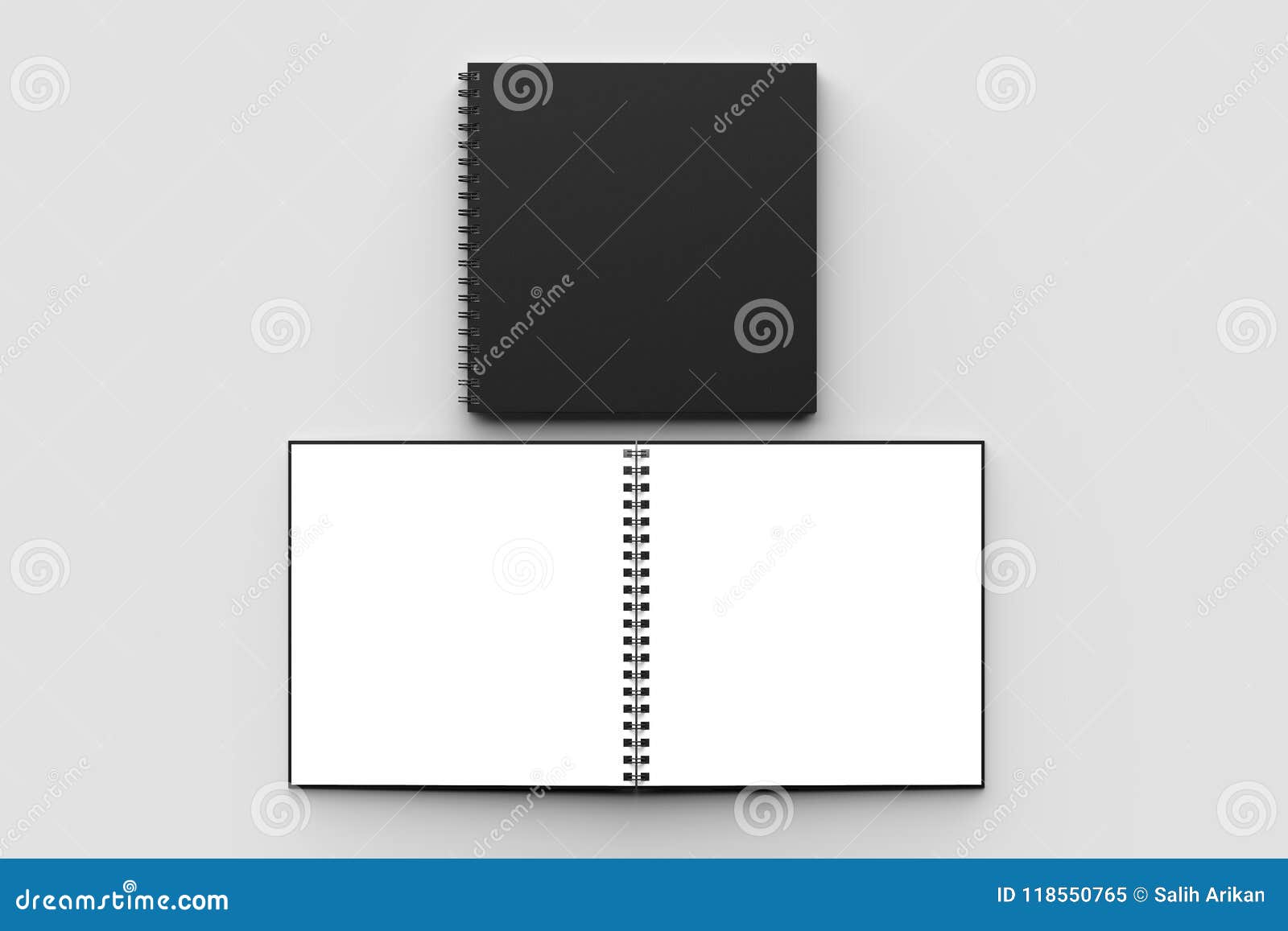 Square Notebook Mockup. Empty Pages Book With Binder Metal Spiral ... Square Notebook Mockup. Empty Pages Book With Binder Metal Spiral ...
