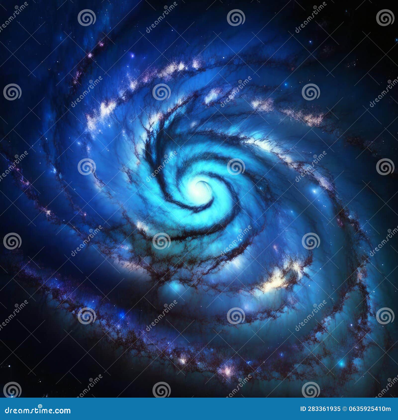 Spiral Blue Galaxy in Space. Stock Illustration - Illustration of ...