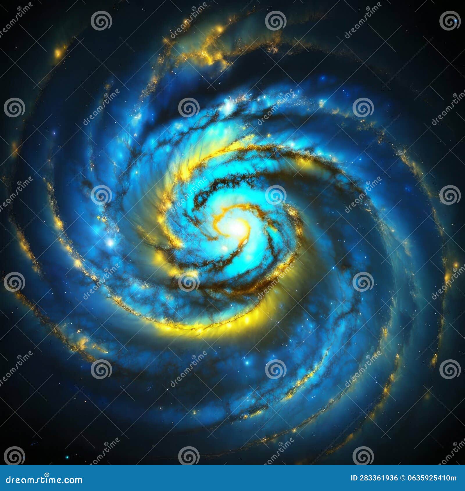 Spiral Blue Galaxy in Space. Stock Illustration - Illustration of ...