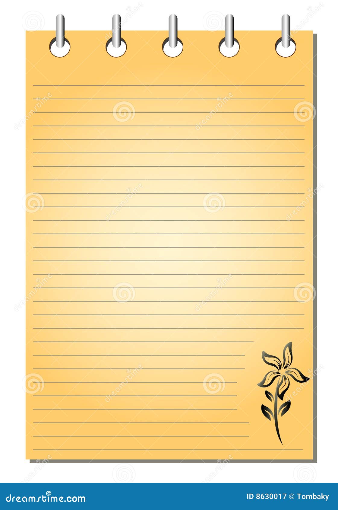Spiral Bound Empty Orange Notepad Stock Vector - Illustration of paper ...