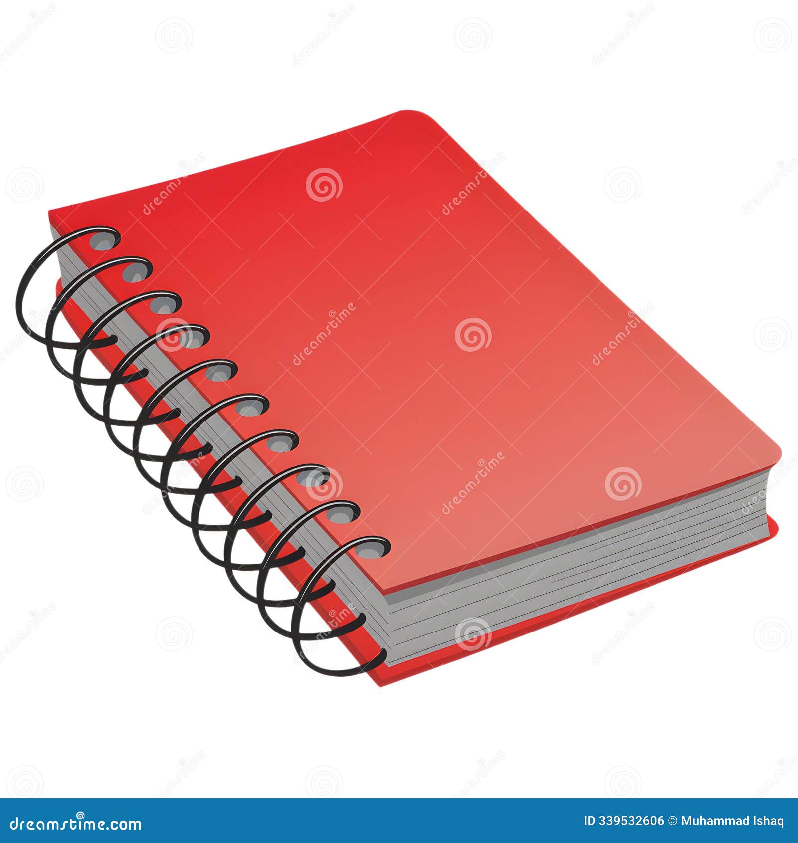 Spiral Bound Red Notebook with Black Coiled Binding on a White Surface ...