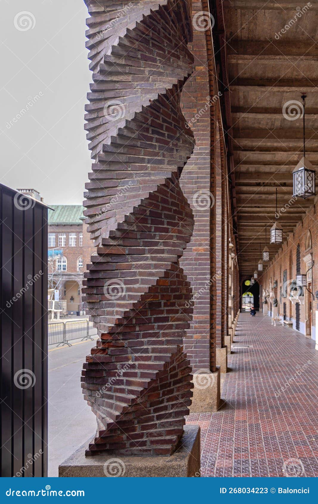 Spiral Bricks Column stock image. Image of support, szeged - 268034223