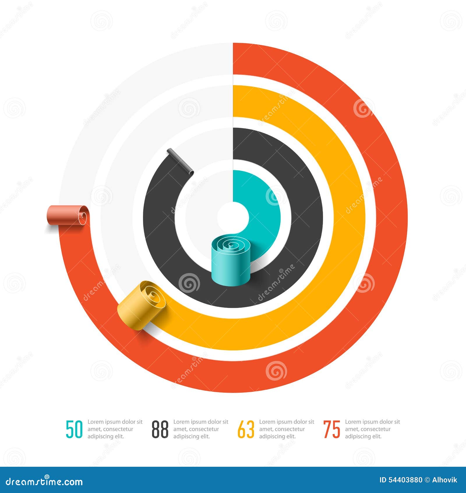 Spiral Business Line Chart, Graph Template, Infographics Element Vector ...