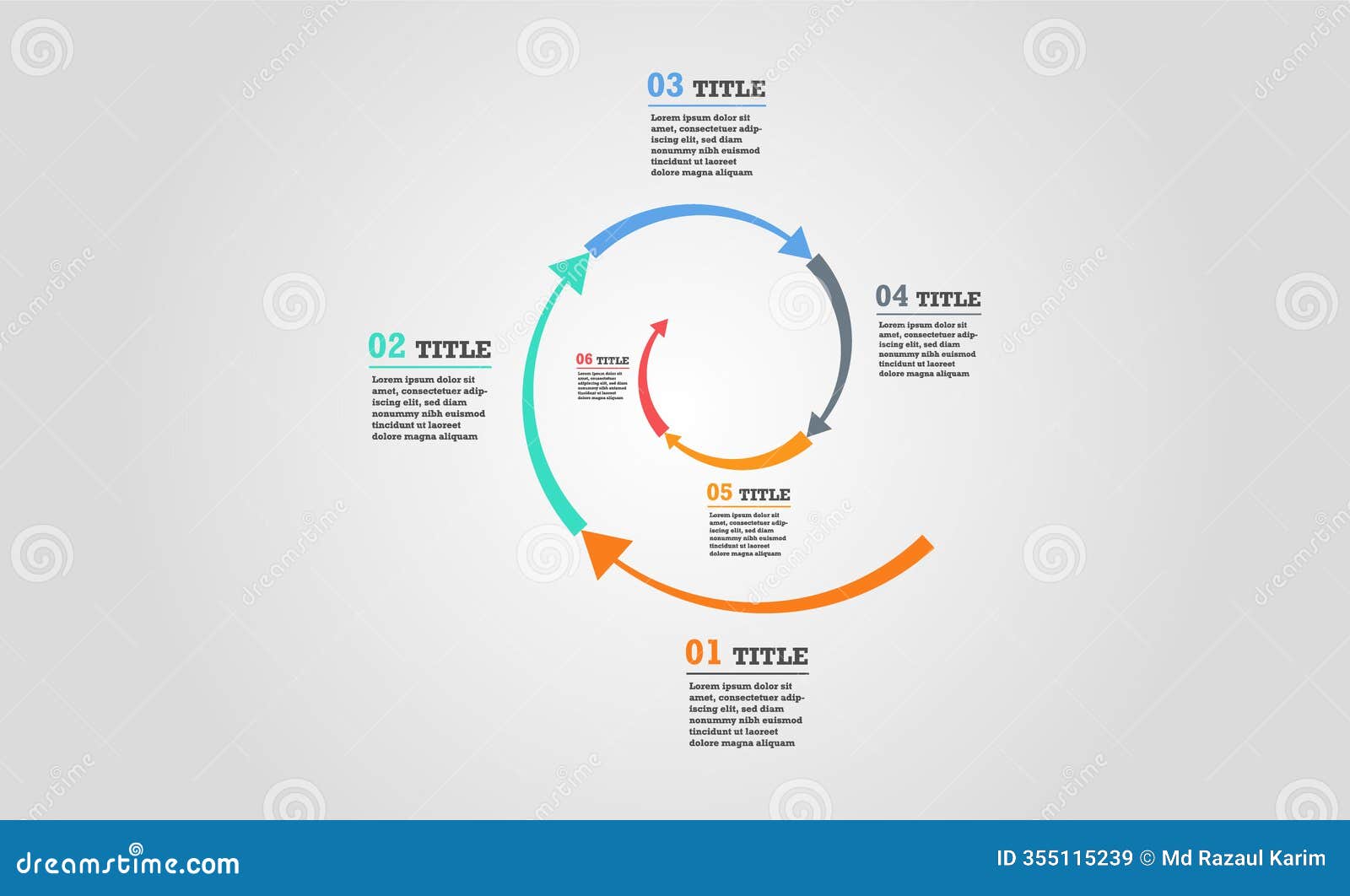 Spiral Circular Chart Color Infographics Step by Step in a Series of ...