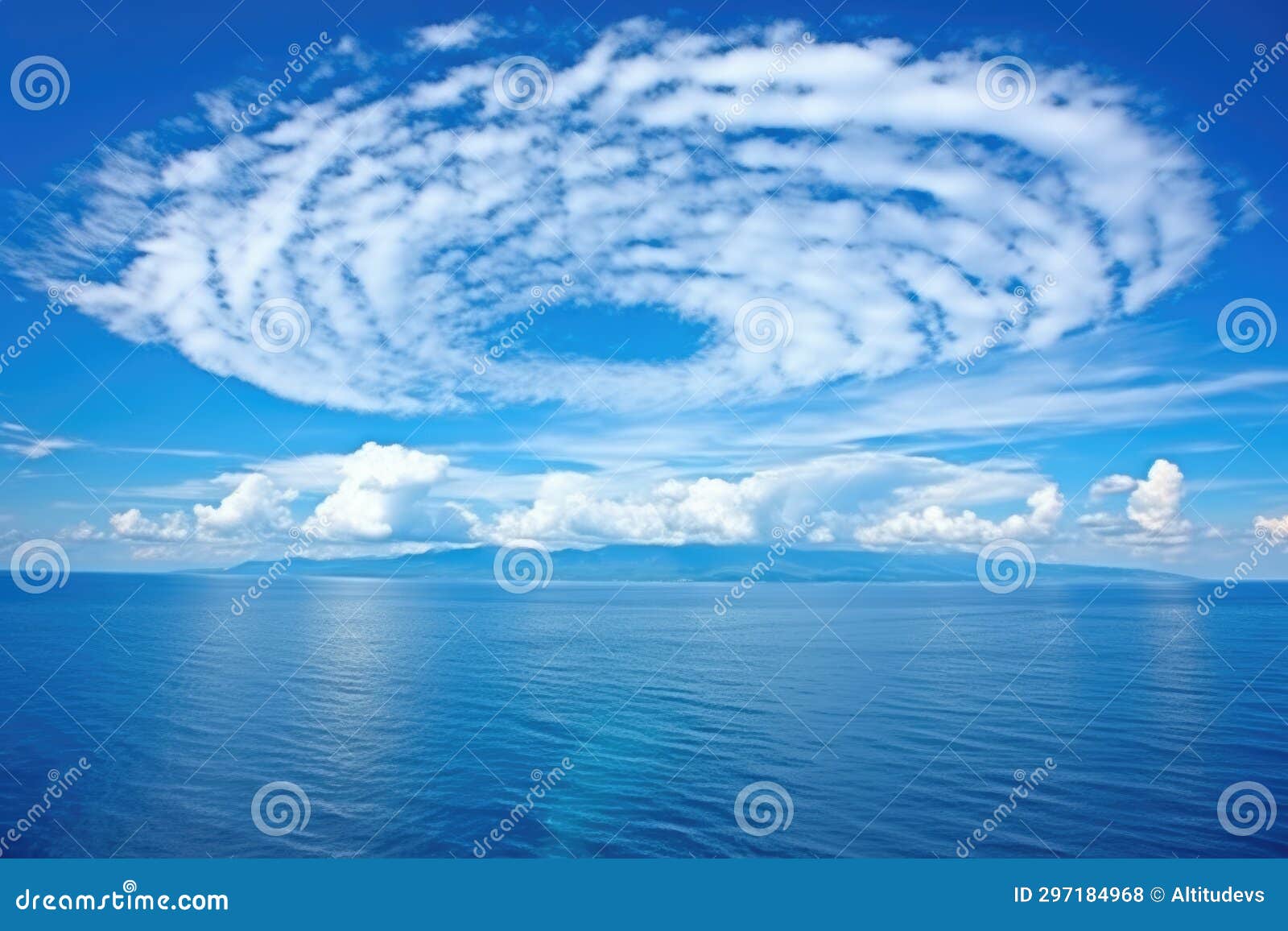 Spiral Cloud Formation Visible Over the Ocean Stock Illustration ...