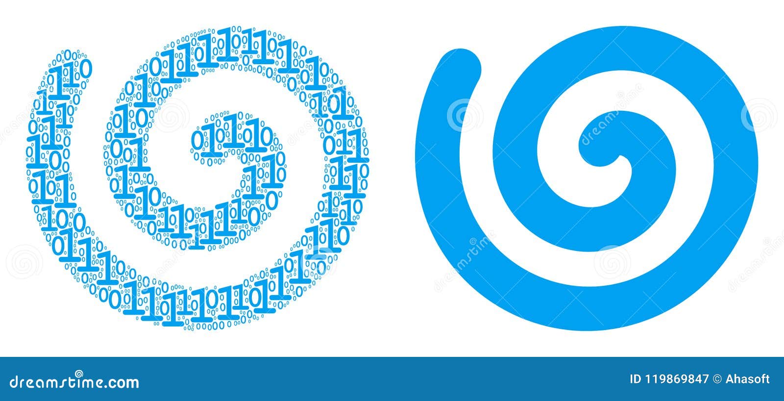 Spiral Collage of Binary Digits Stock Vector - Illustration of universe ...