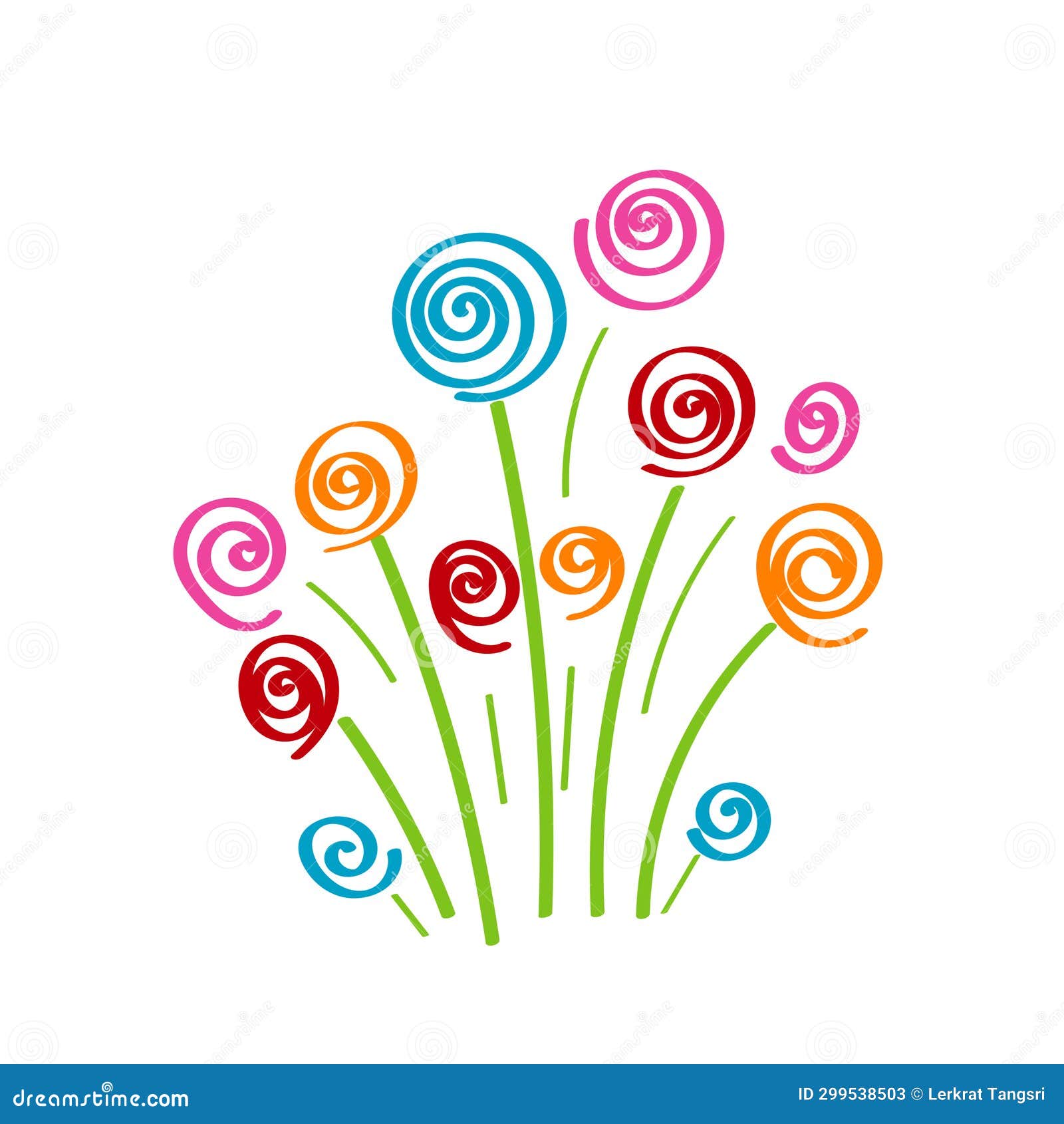 Spiral colorful flowers stock illustration. Illustration of drawing ...