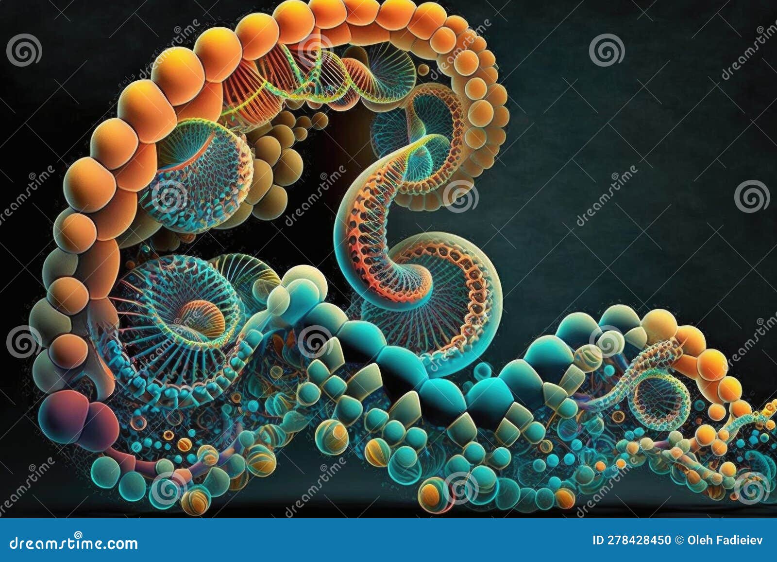 A Spiral Composed of Spirals and Spheres Stock Illustration - Illustration of color, chromosome ...