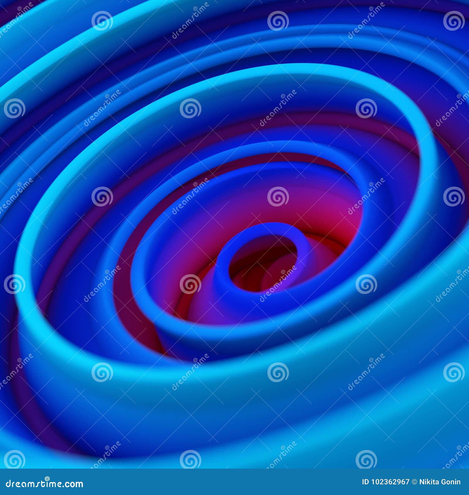 Spiral Curve Shape Abstract 3D Rendering with DOF Stock Illustration ...