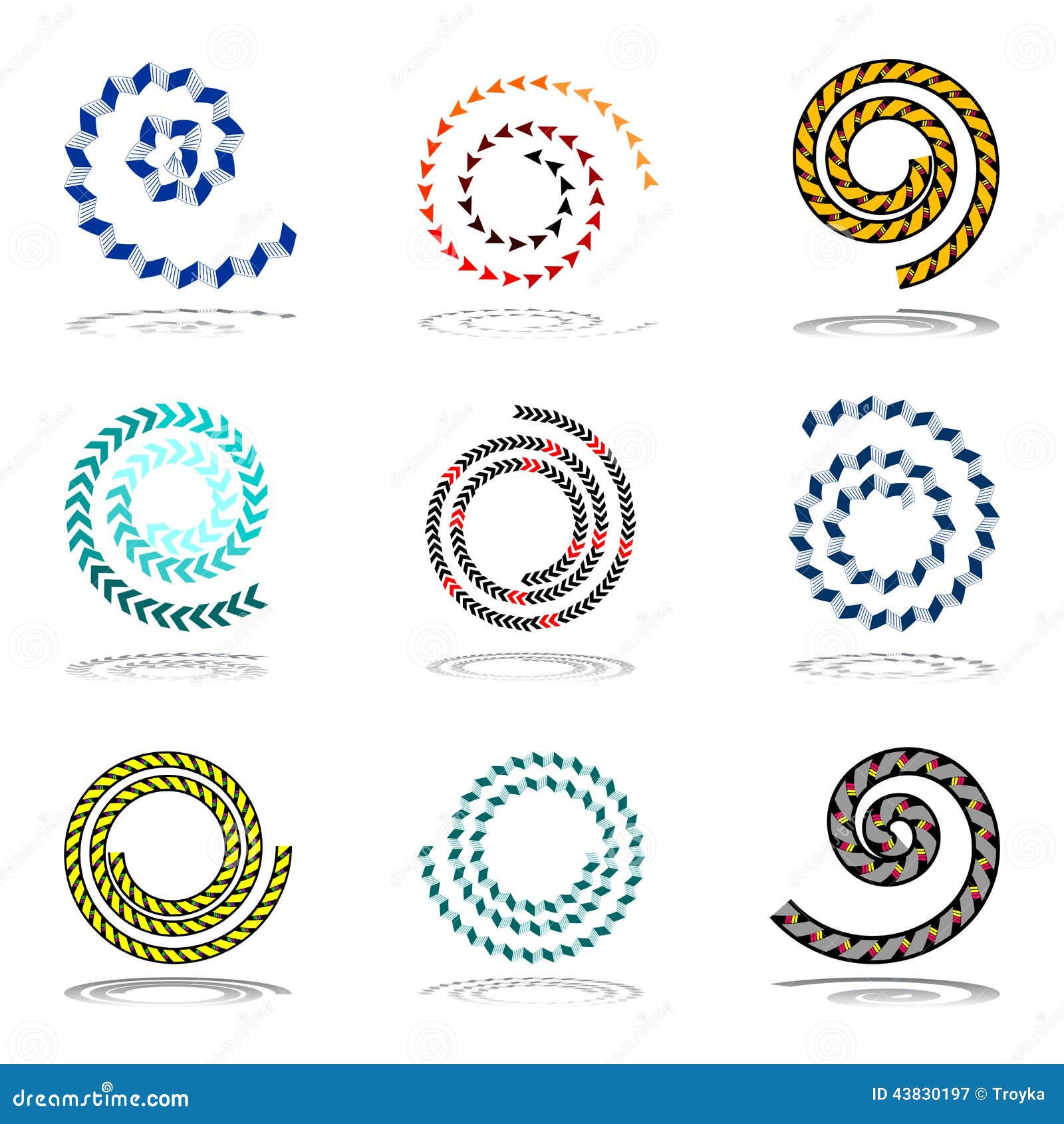 Spiral Design Elements Set. Stock Vector - Illustration of sign ...
