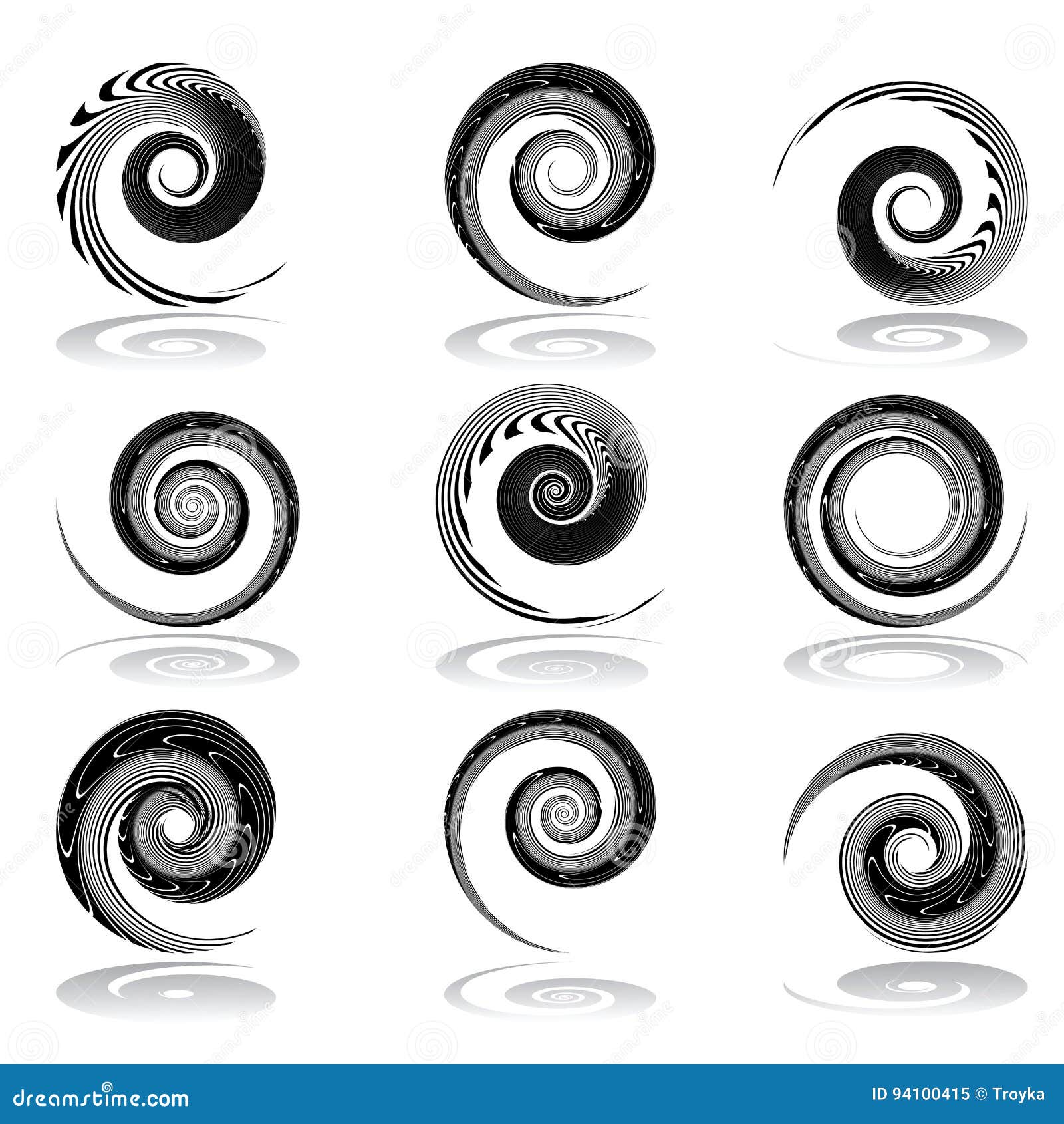 Spiral Design Elements Set. Stock Vector - Illustration of creative ...