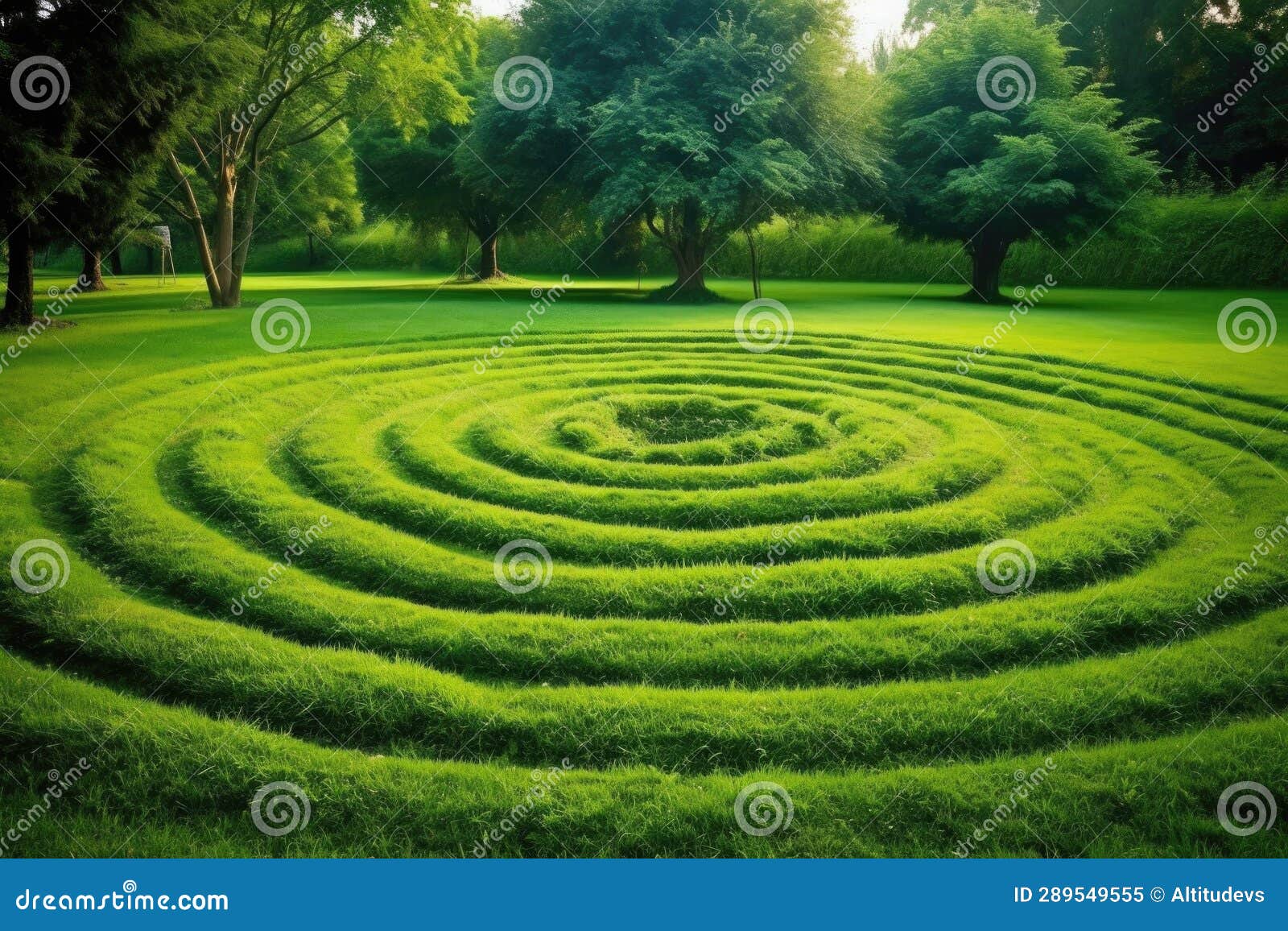 Spiral Design in Lush Green Grass Stock Illustration - Illustration of ...