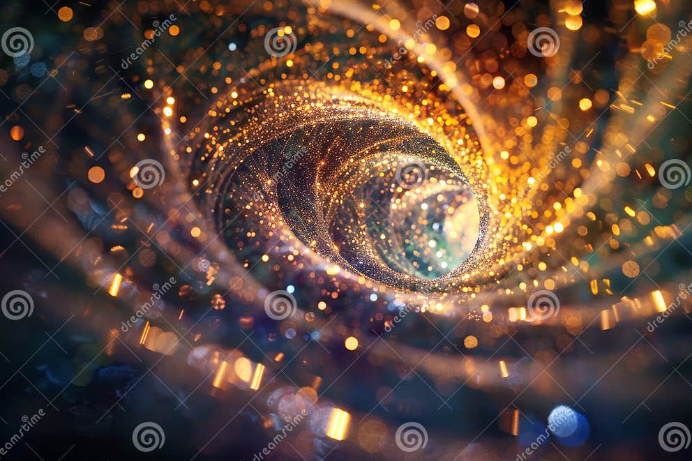 A Spiral Design with Shimmering Gold Lights Creating a Captivating ...