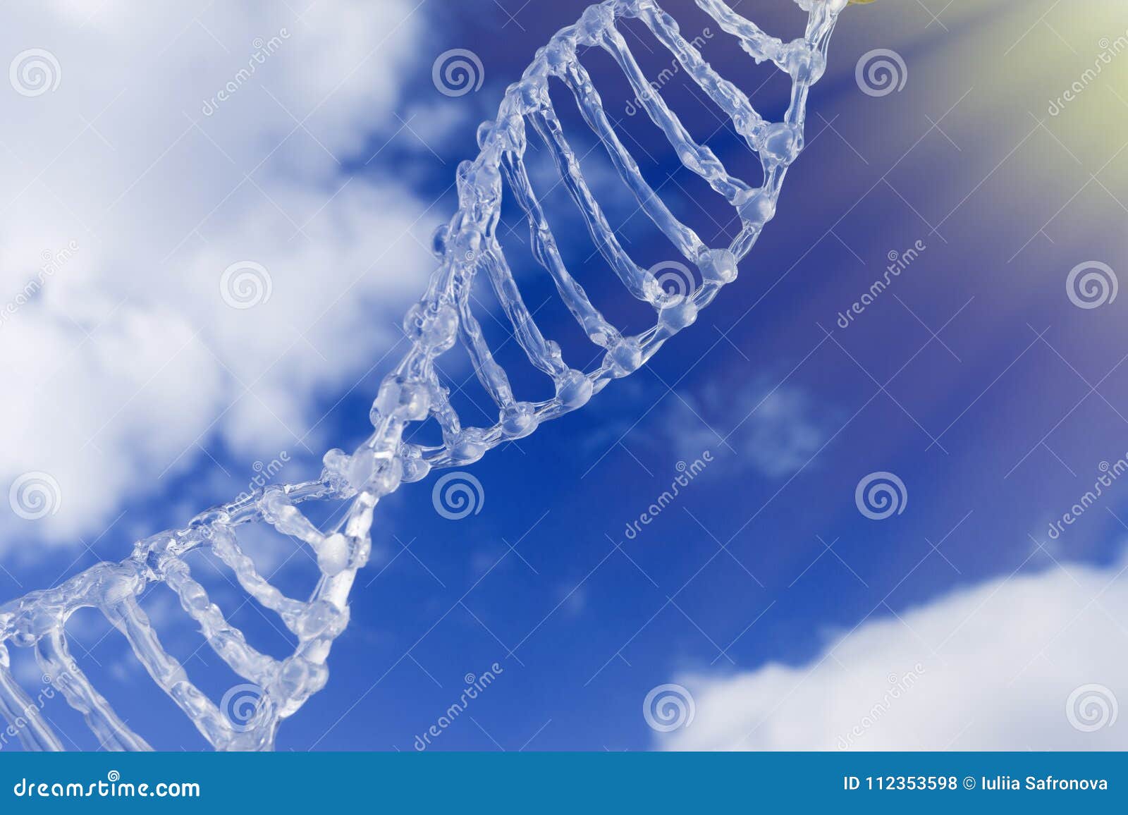 Spiral Dna Against the Blue Sky with Clouds Stock Photo - Image of gene ...