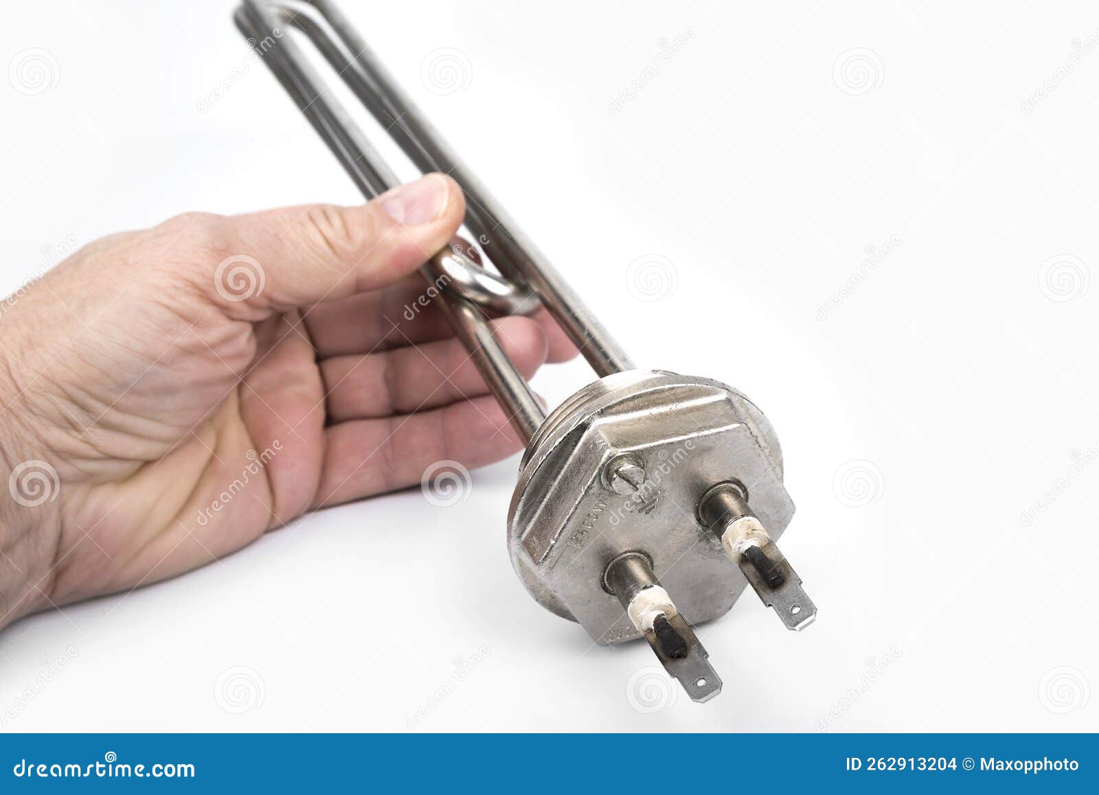 Spiral Electric Heating Boiler Tube on a White Stock Photo - Image of ...