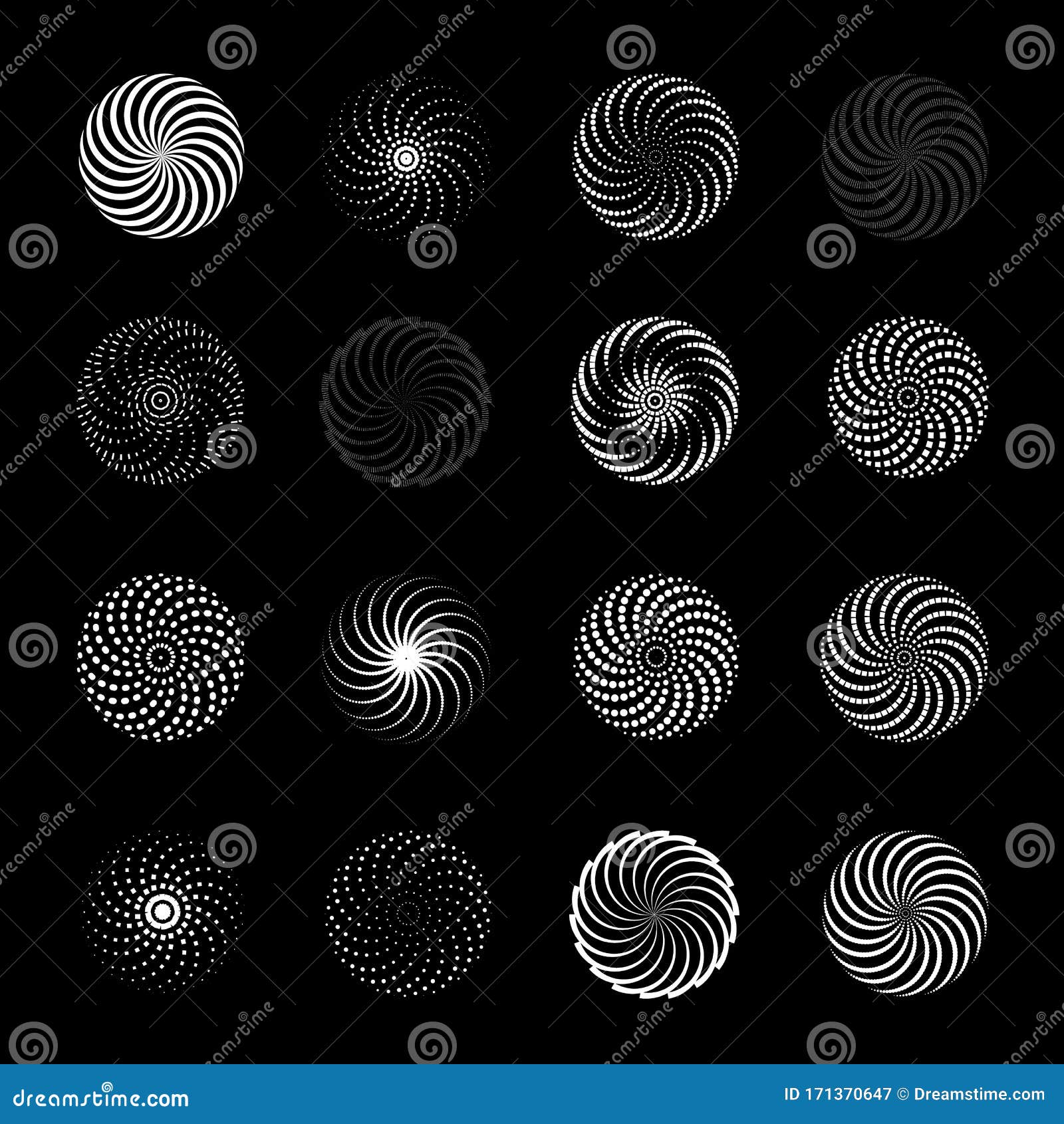 Spiral Elements Vector. Different Spirals Icons for Logo with Spiral ...