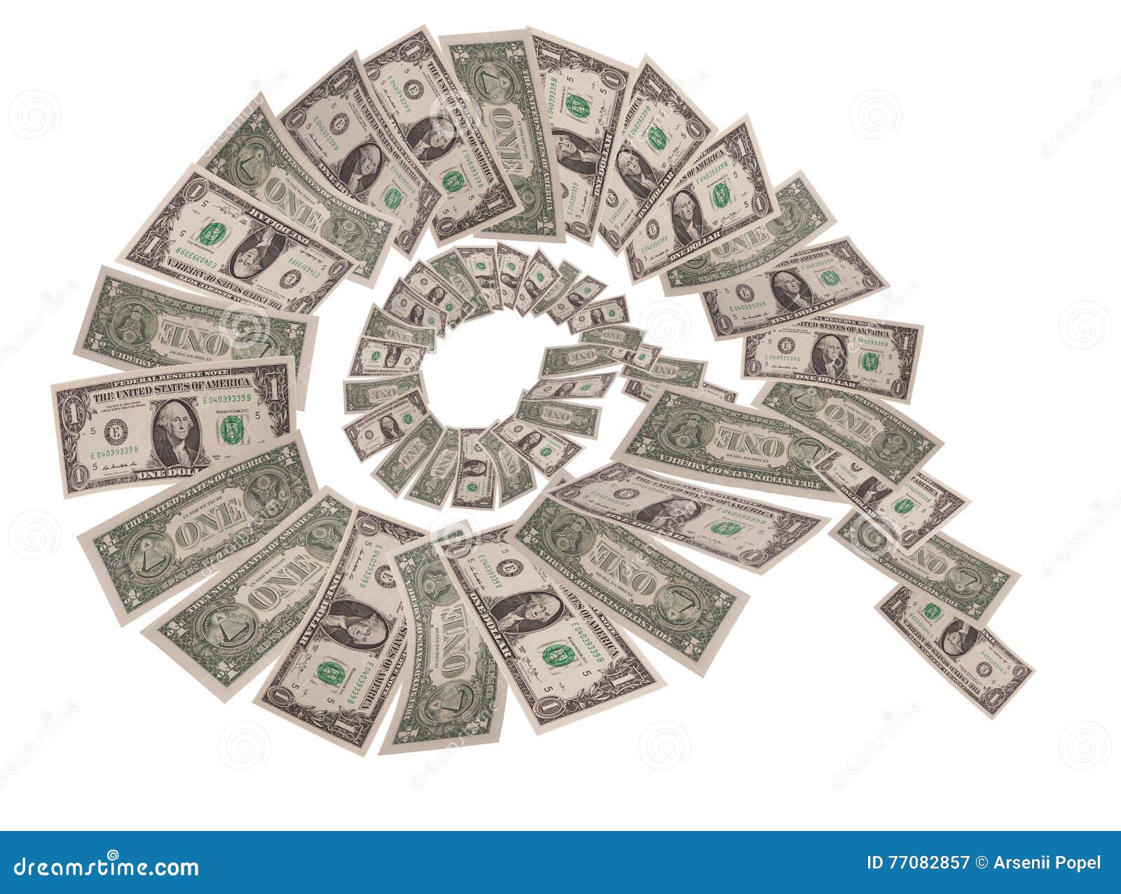 Spiral Falling Dollars on White Background Stock Image - Image of ...