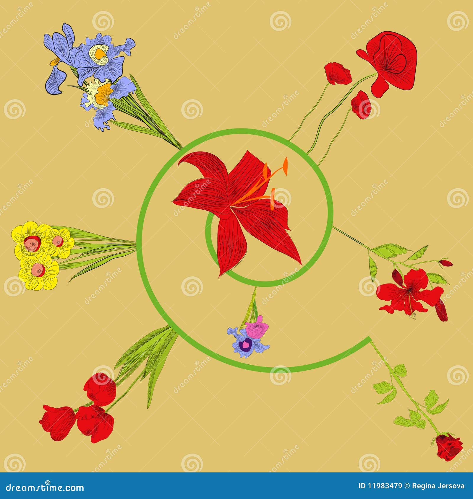 Spiral with flowers stock vector. Illustration of hibiscus - 11983479