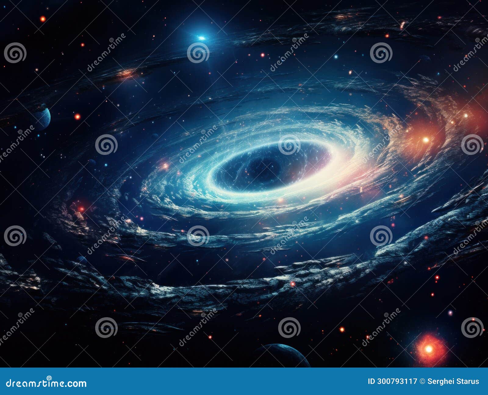 A Spiral Galaxy with a Black Hole in the Center, AI Stock Image - Image ...