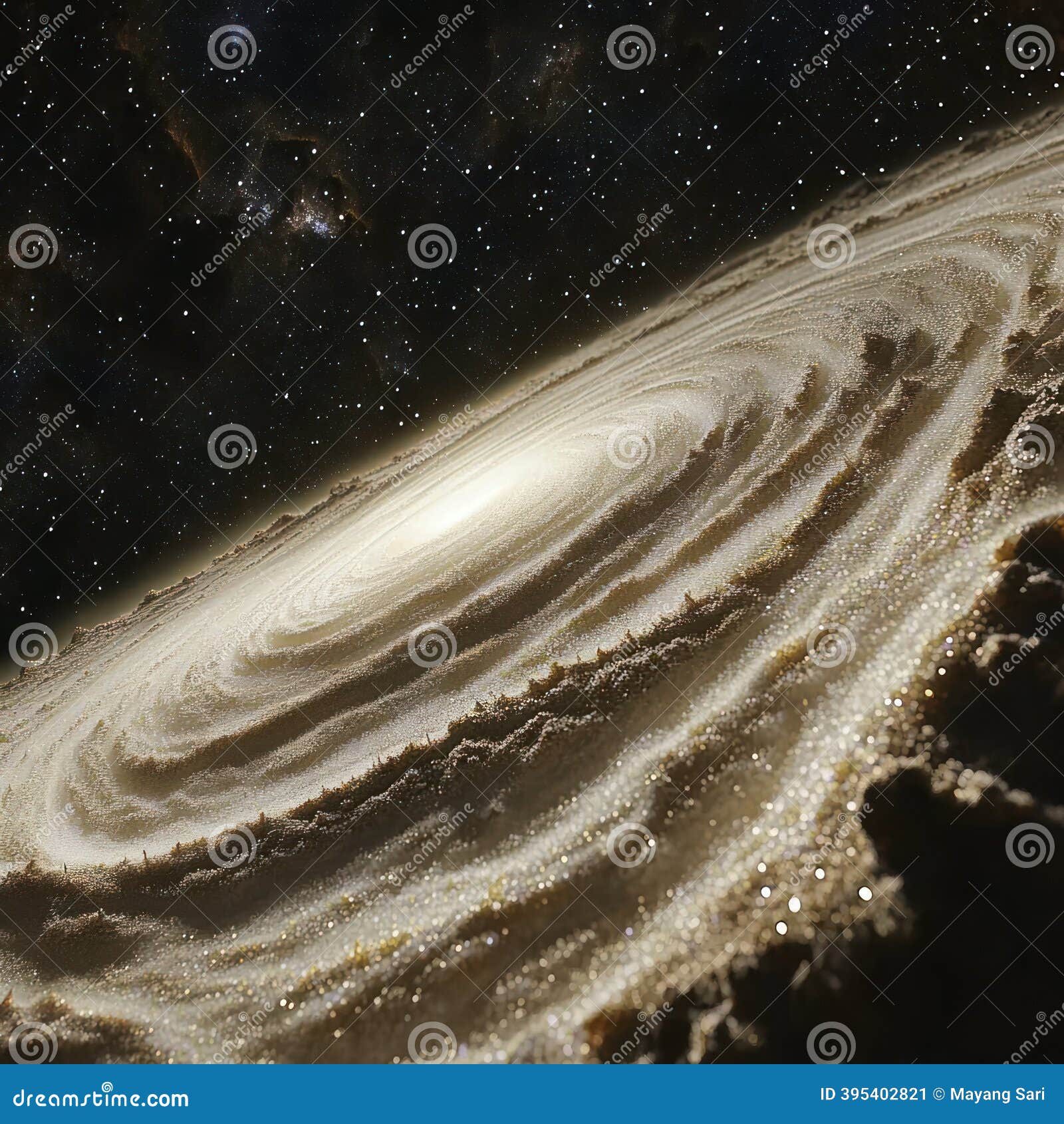 Majestic Spiral Galaxy With Bright Arms Nebula Clouds And Distant Stars ...