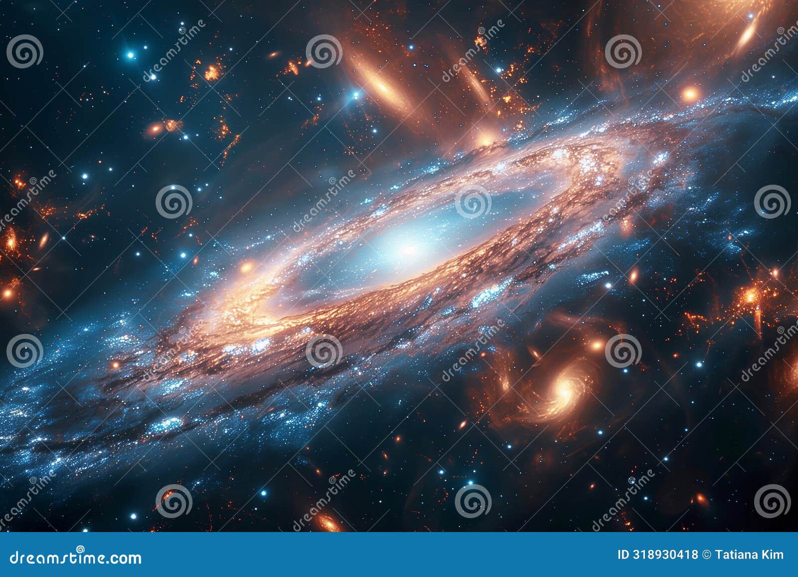 Spiral Galaxy and Galaxy Cluster in Space. Stock Photo - Image of orbit ...