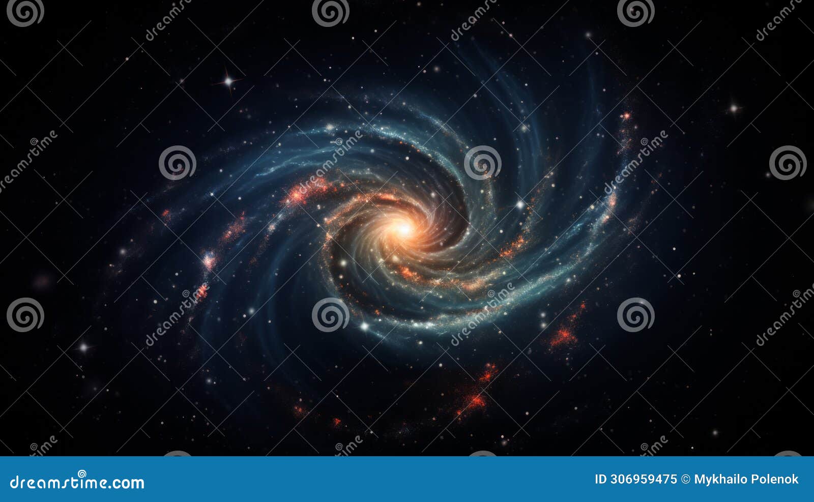 Spiral Galaxy. Neural Network AI Generated Stock Image - Image of blue ...