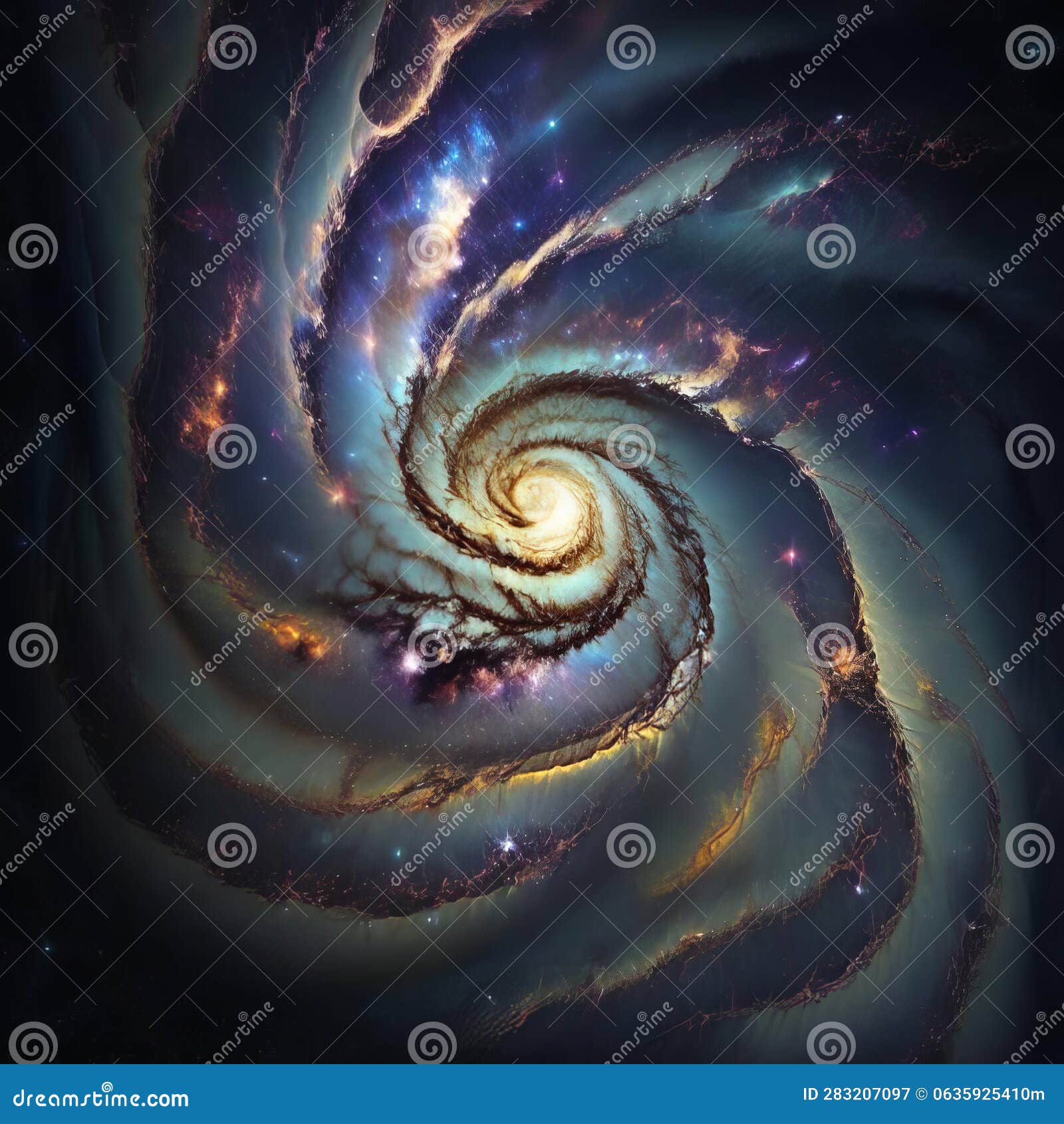 Spiral galaxy in space. stock illustration. Illustration of purple ...