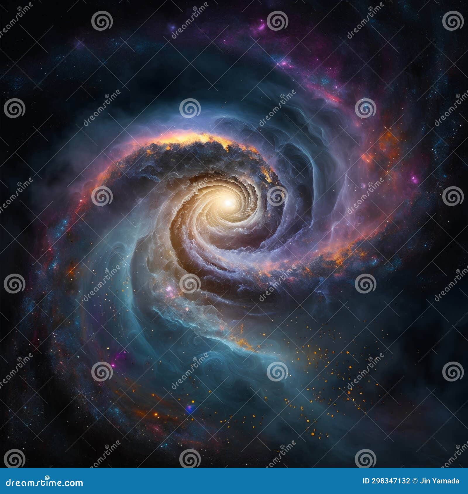 Spiral Galaxy in Space, Computer Generated Abstract Background, 3D ...