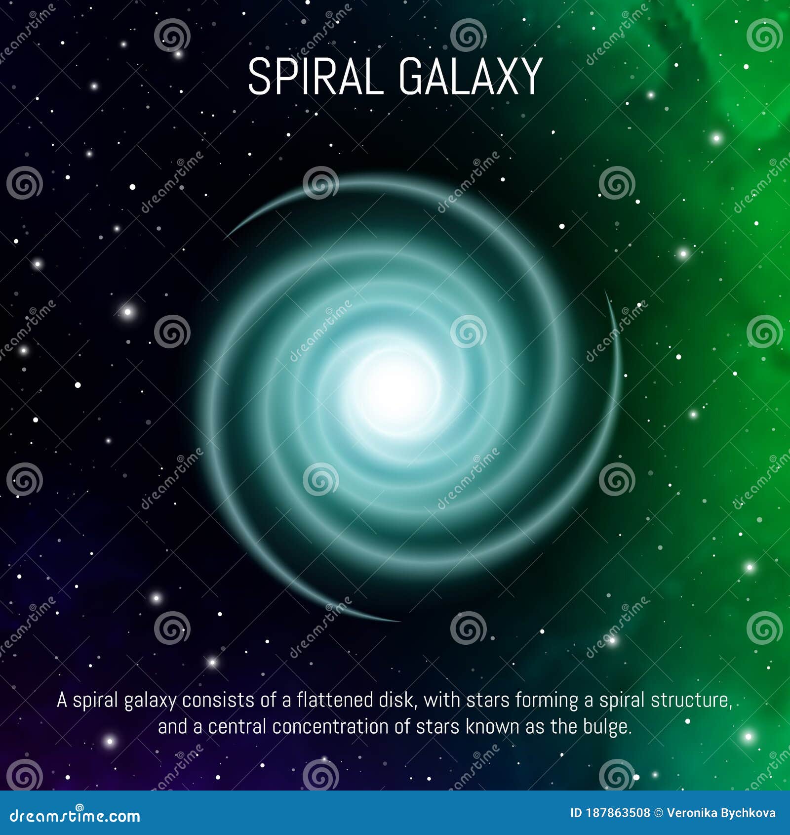 Spiral Galaxy. Space Infographic - Cosmic Objects in the Universe Stock ...