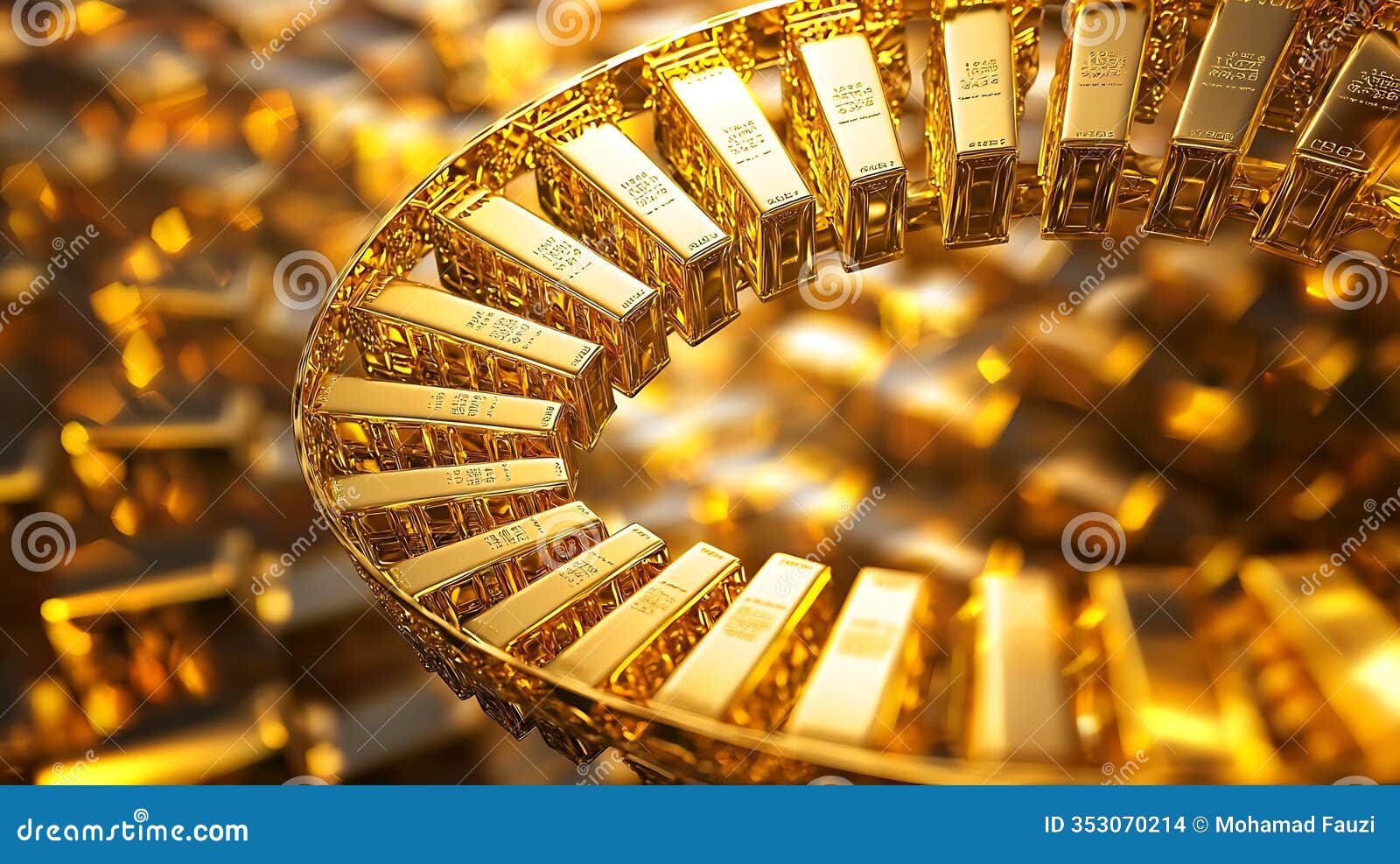 Spiral of Gold Bars Rising from a Pile of Gold Stock Illustration ...