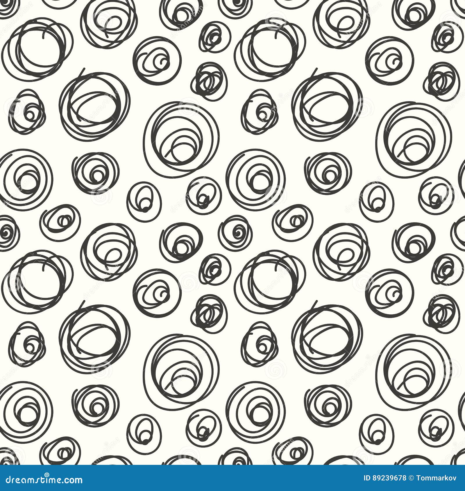 Spiral Hand Drawing Simple Seamless Pattern Stock Vector - Illustration ...