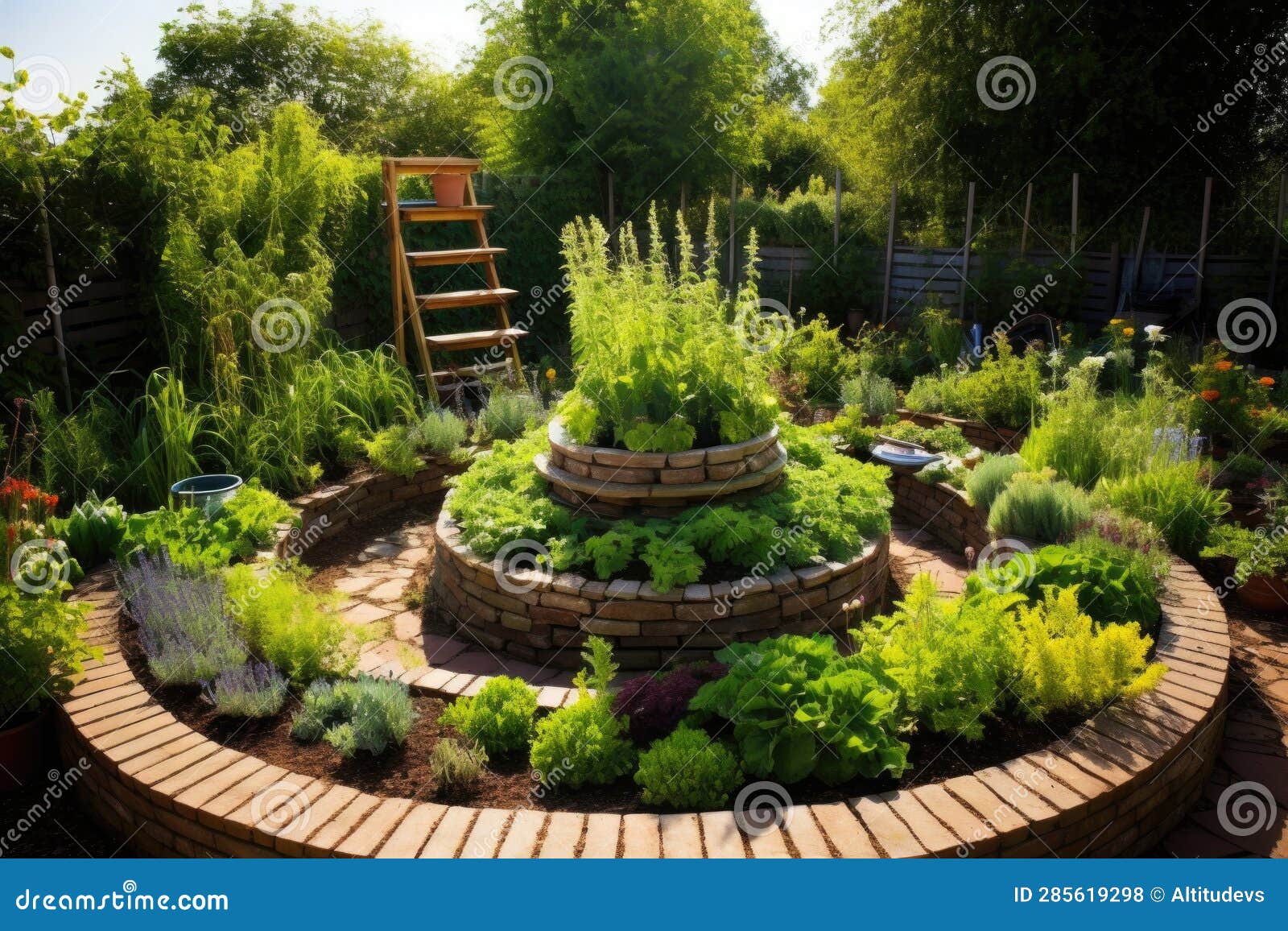 Spiral Herb Garden Design in Sunlight Stock Illustration - Illustration ...