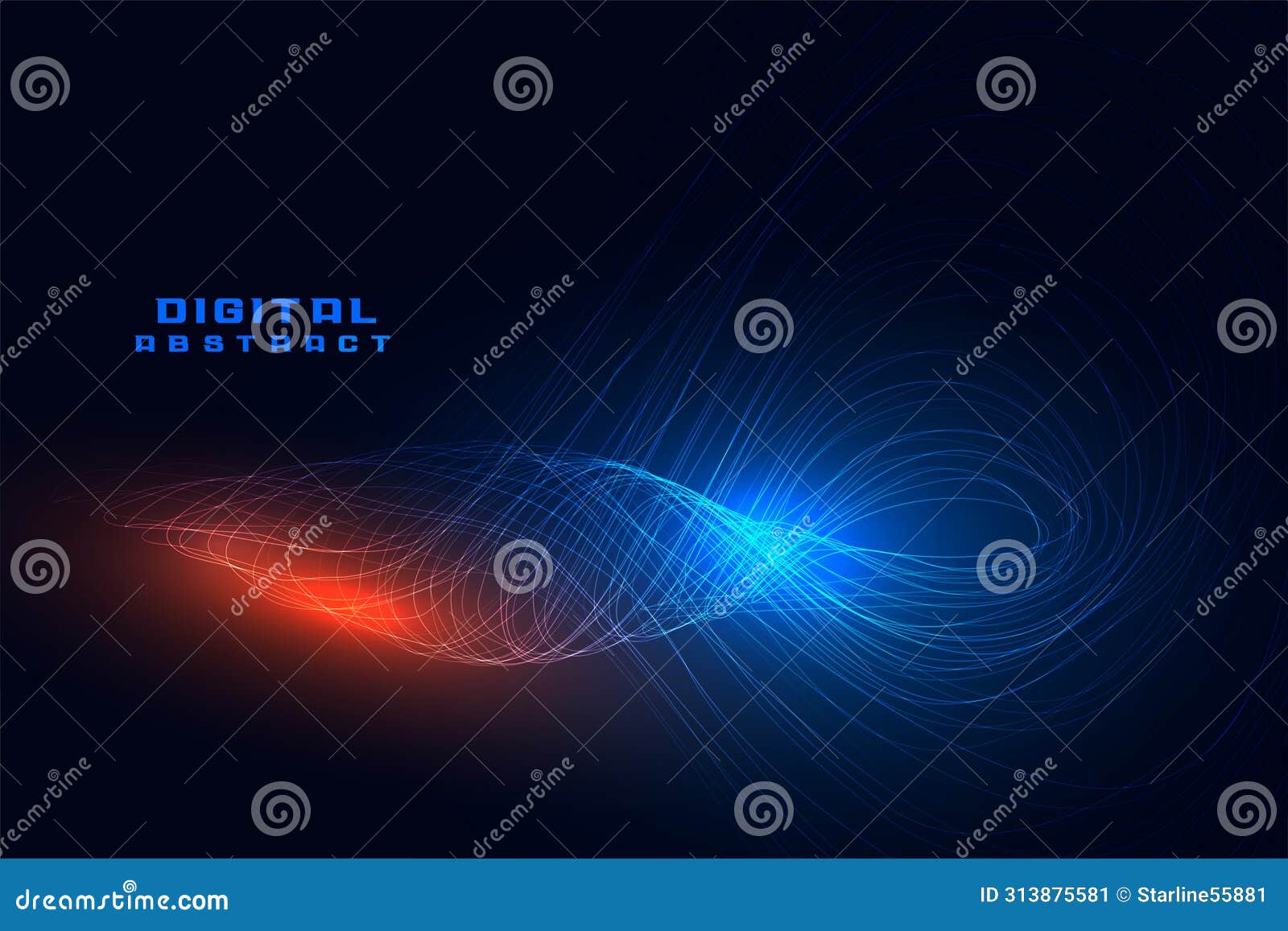 Spiral Line Wave Motion Digital Technology Background Stock Vector ...