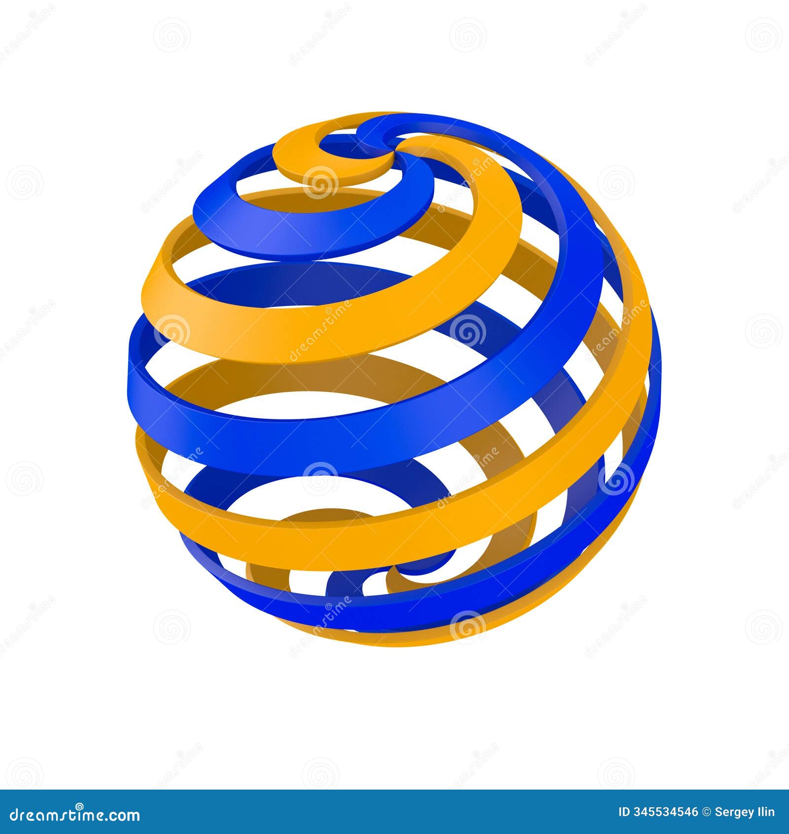 Spiral Logo Ball on White Background. Isolated 3D Illustration Stock ...