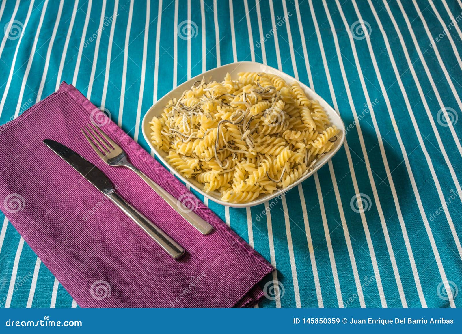 Spiral Macaroni with Fish in Surimi Strips Stock Image - Image of ...