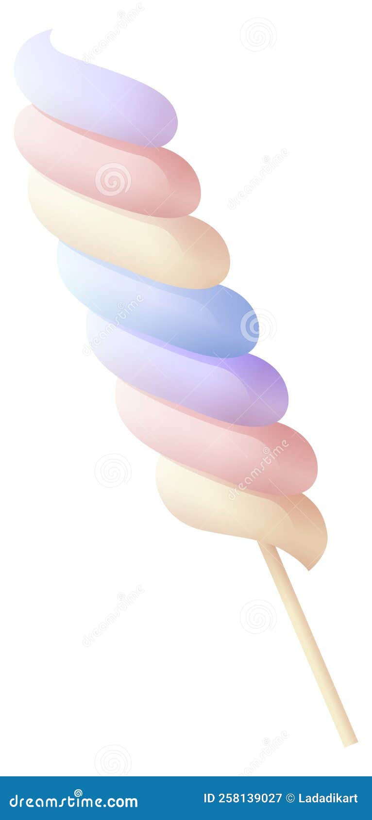 Spiral Marshmallow Stick. Swirl Soft Twisted Candy Stock Vector ...