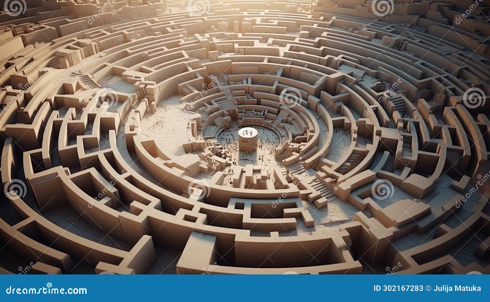 A Spiral Maze with High Walls, Creating the Impression of Continuous ...