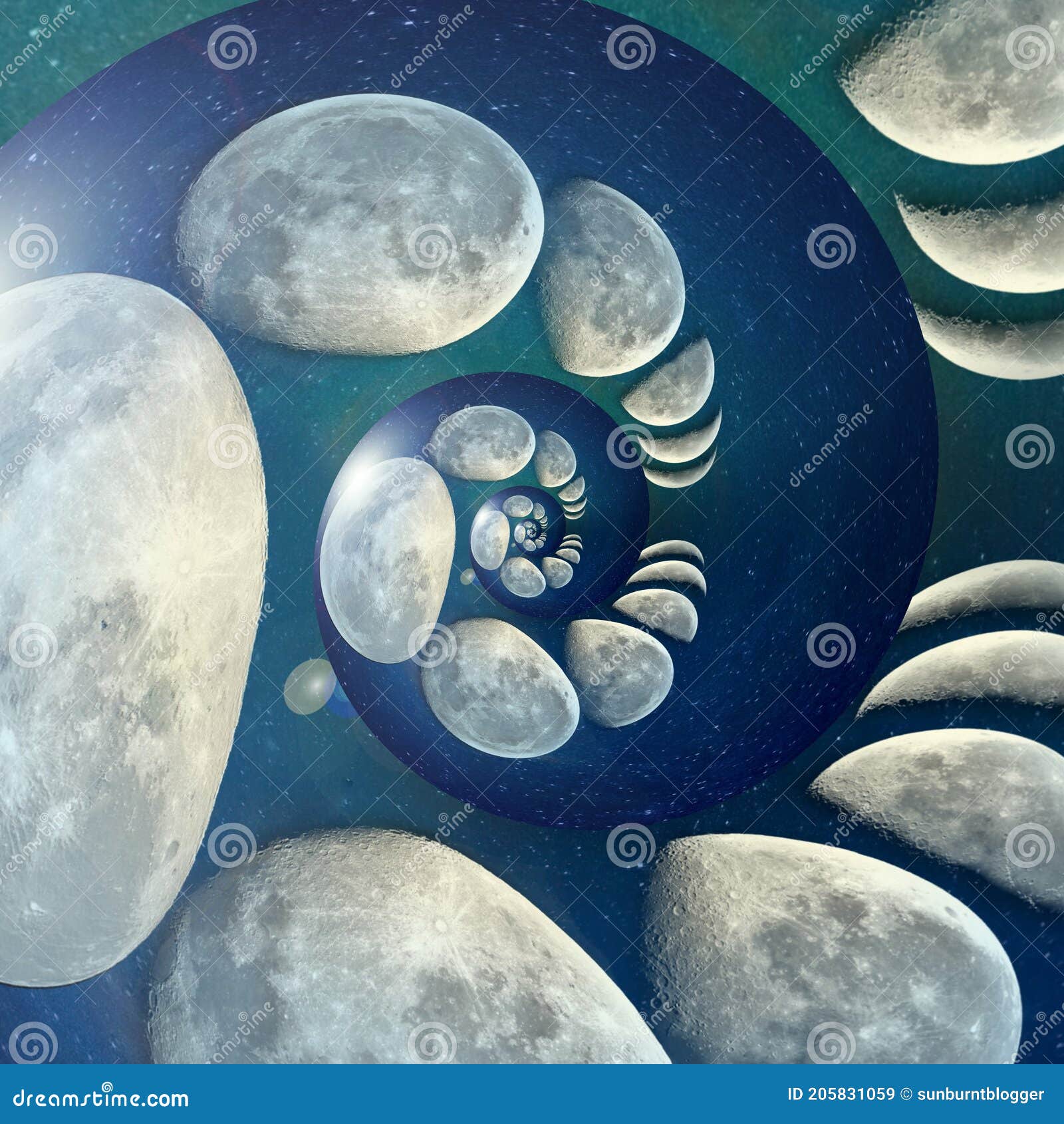 Spiral moon phase pattern stock illustration. Illustration of circle ...