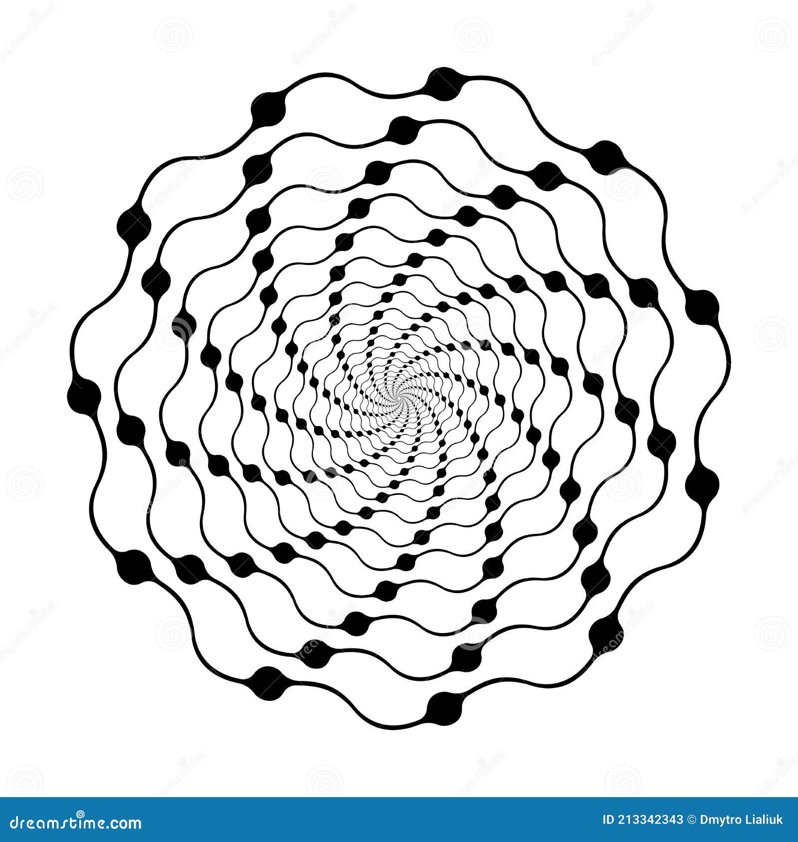 Spiral Motion Elements, Black Isolated Objects, Different Brush Texture ...