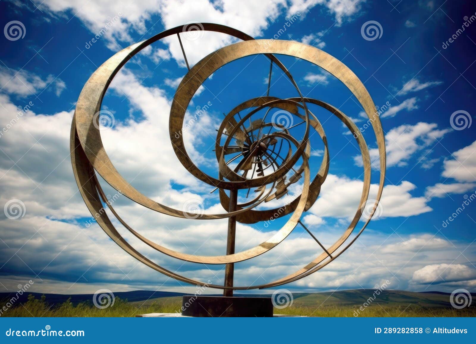 Spiral Motion of a Kinetic Sculpture Against Sky Stock Photo - Image of ...