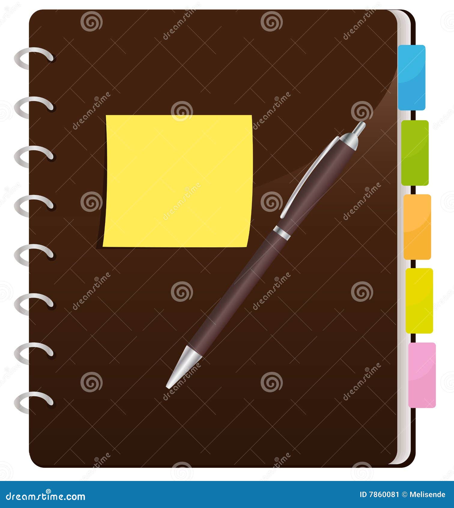 Spiral Notebook With Copy Space, Checkmarks, Big Red Pencil Cartoon ...